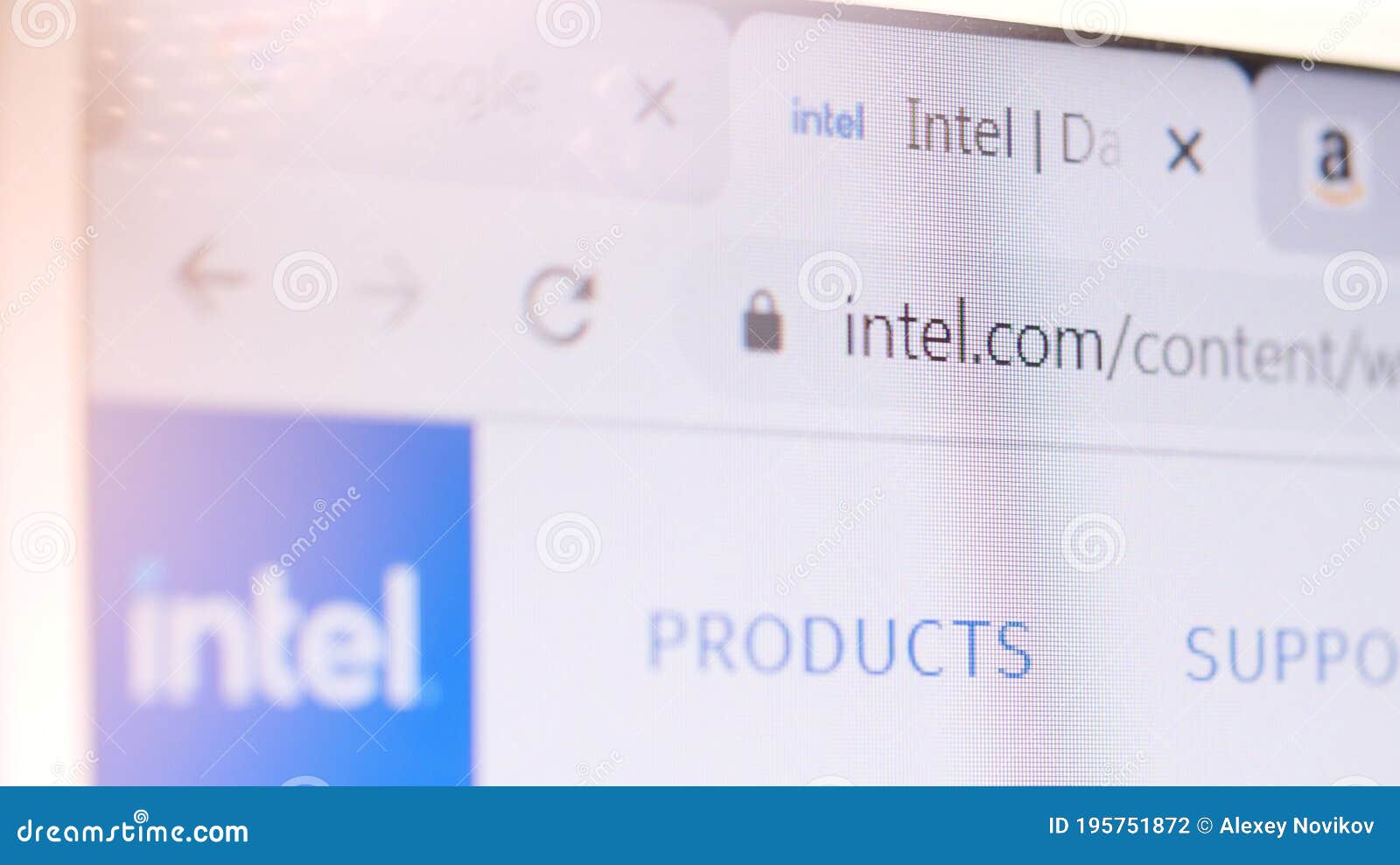 Intel Domain Name in Browser and Logo on the Computer Screen. Editorial ...