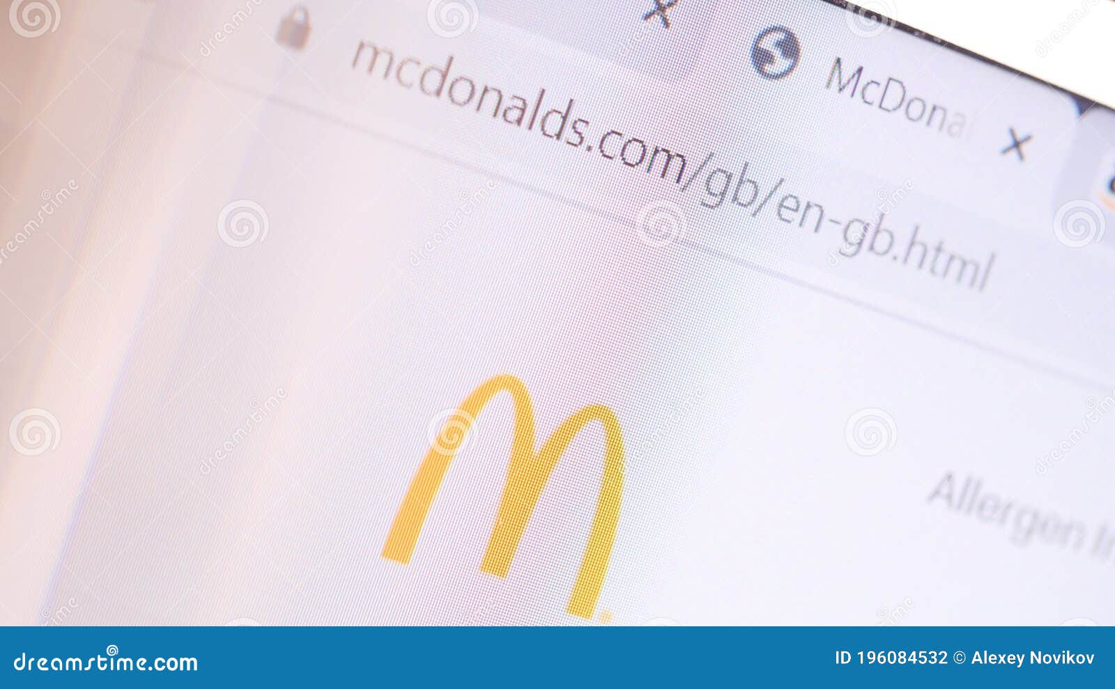 McDonald`s Website Address in Browser and Logo on the Computer Screen ...
