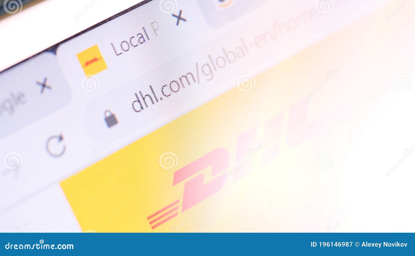 Website of DHL in Browser and Logo on the Computer Screen. Editorial ...