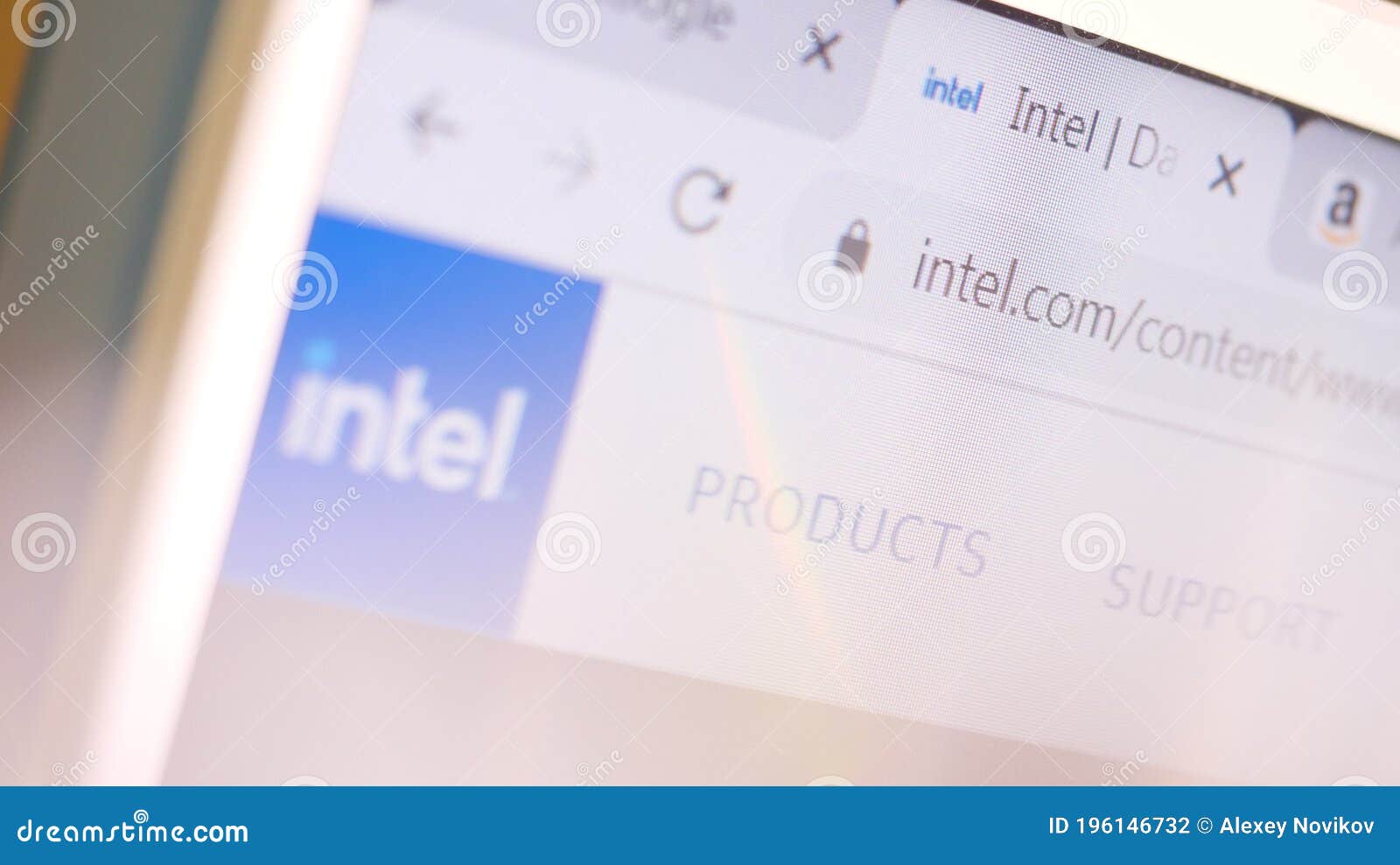Website of Intel in Browser and Logo on the Computer Screen. Editorial ...
