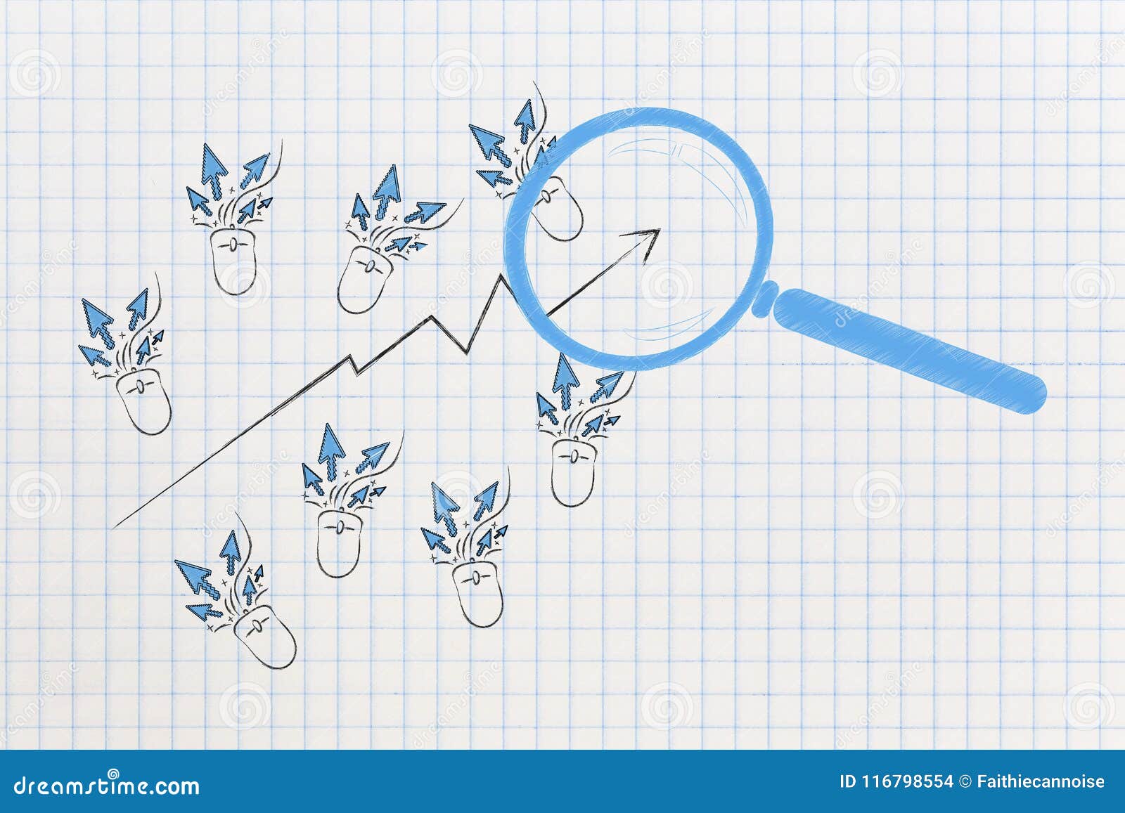 Positive Stats with Clicks Going Up and Magnifying Glass Analysi Stock ...