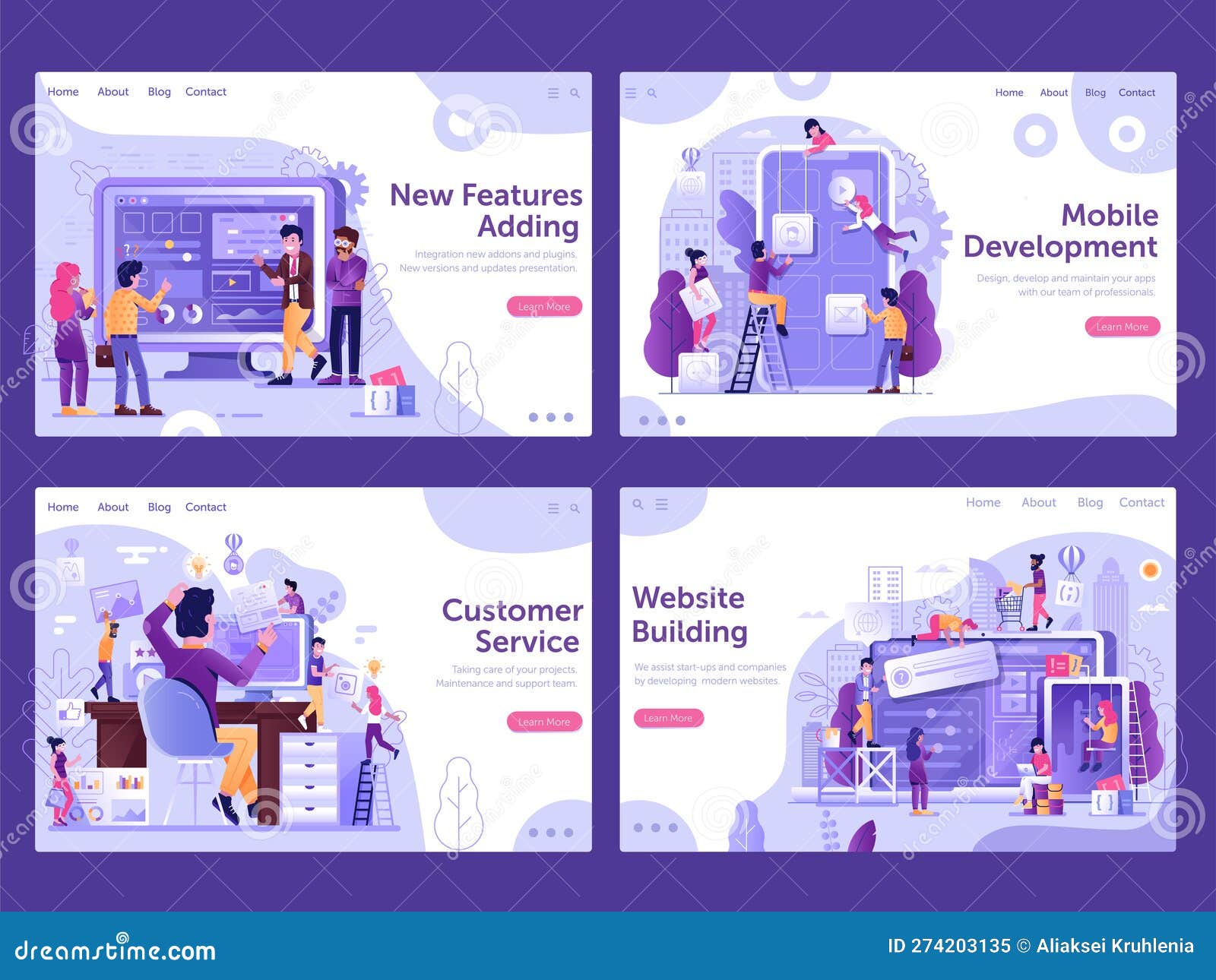 Website and App Developing Gradient Design Banners Stock Vector ...