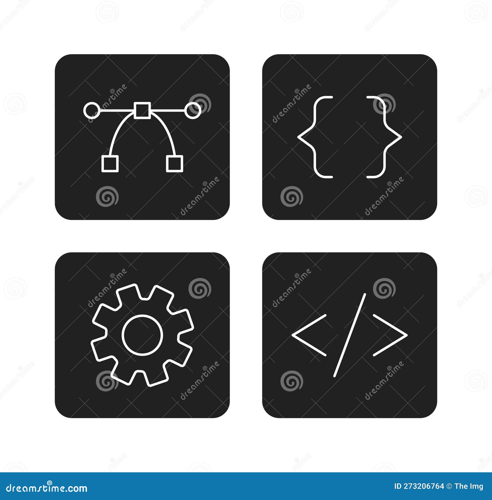 Website, App Development Buttons Monochrome Flat Vector Icons Pack ...