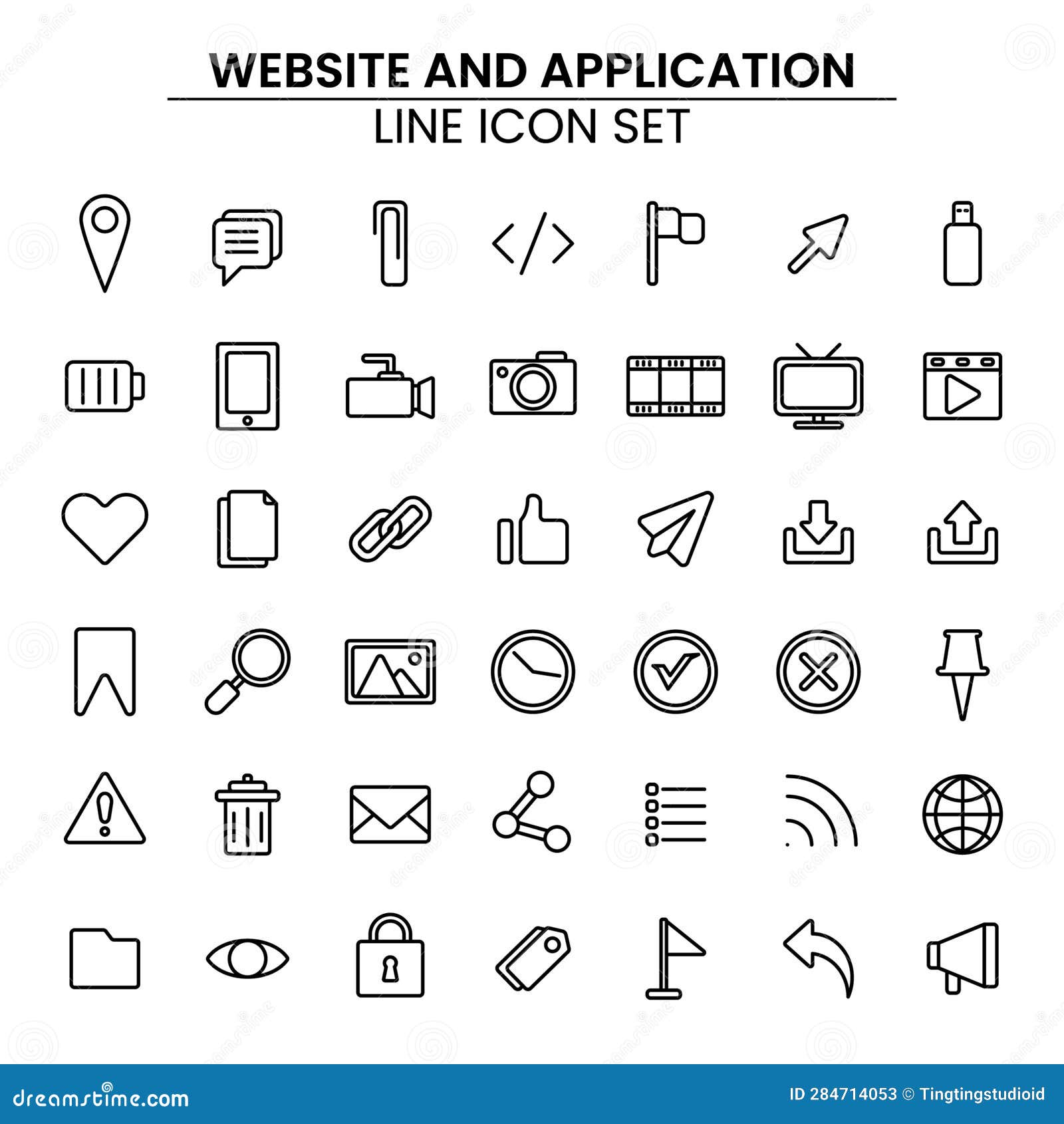 Website and Application Line Icon Set with Clean Vector Stock Vector ...