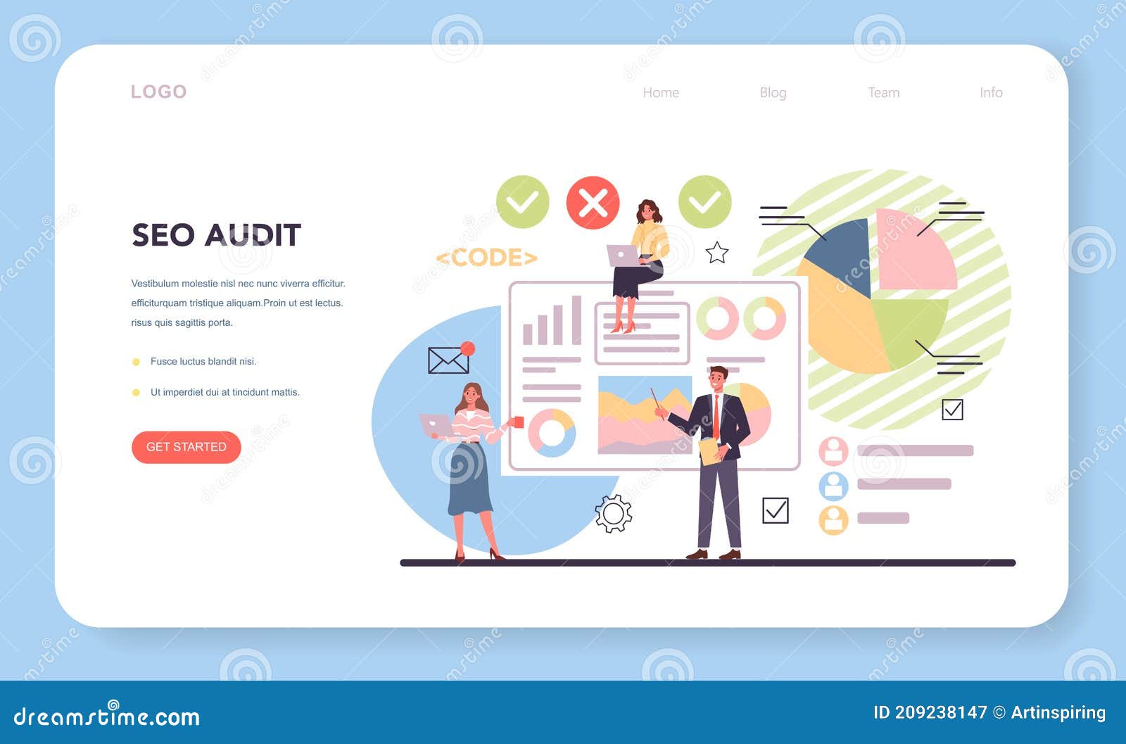 Web Page Analysis BlueIcon On White Background. Blue Flat Style Vector ...