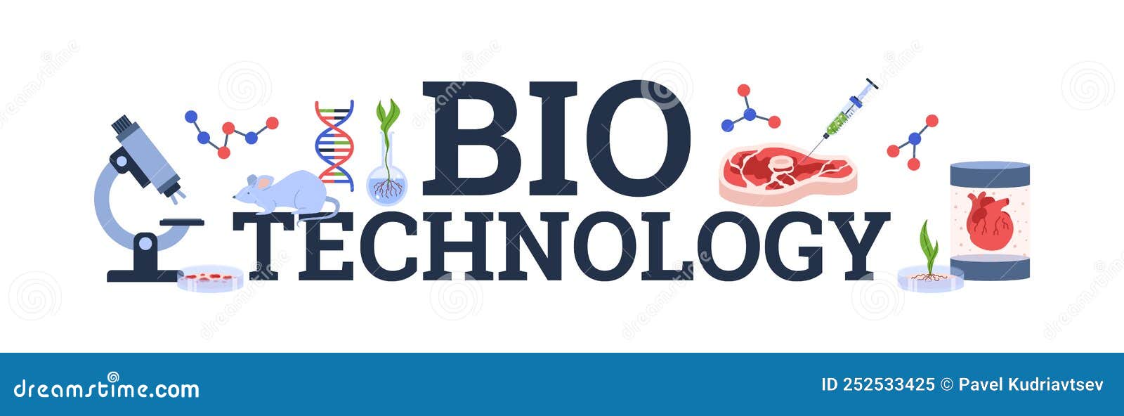 Website Banner about Bio Technology Flat Style, Vector Illustration ...