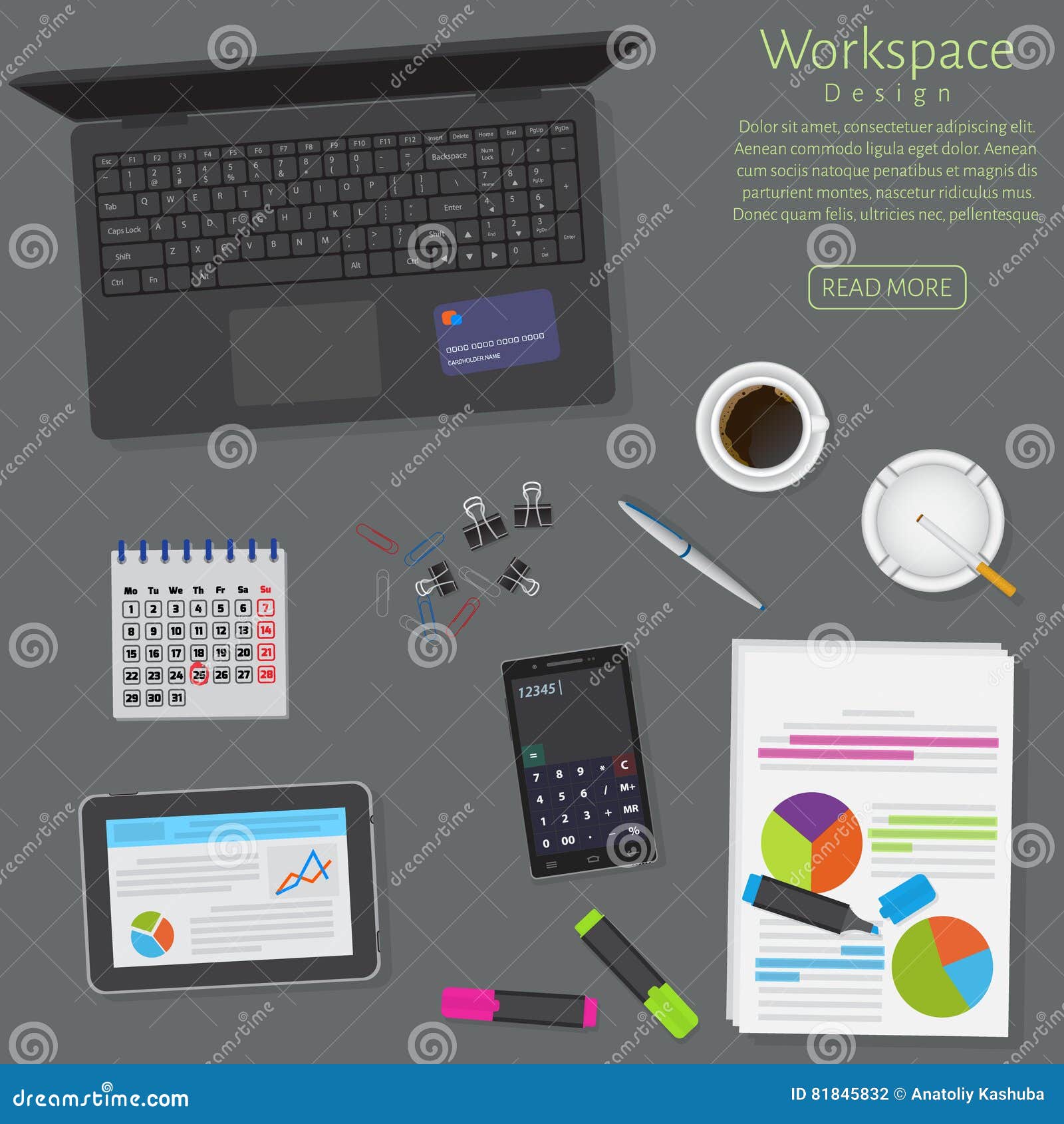 Website Banner of a Business Design Concept. Top View Office Work Table ...