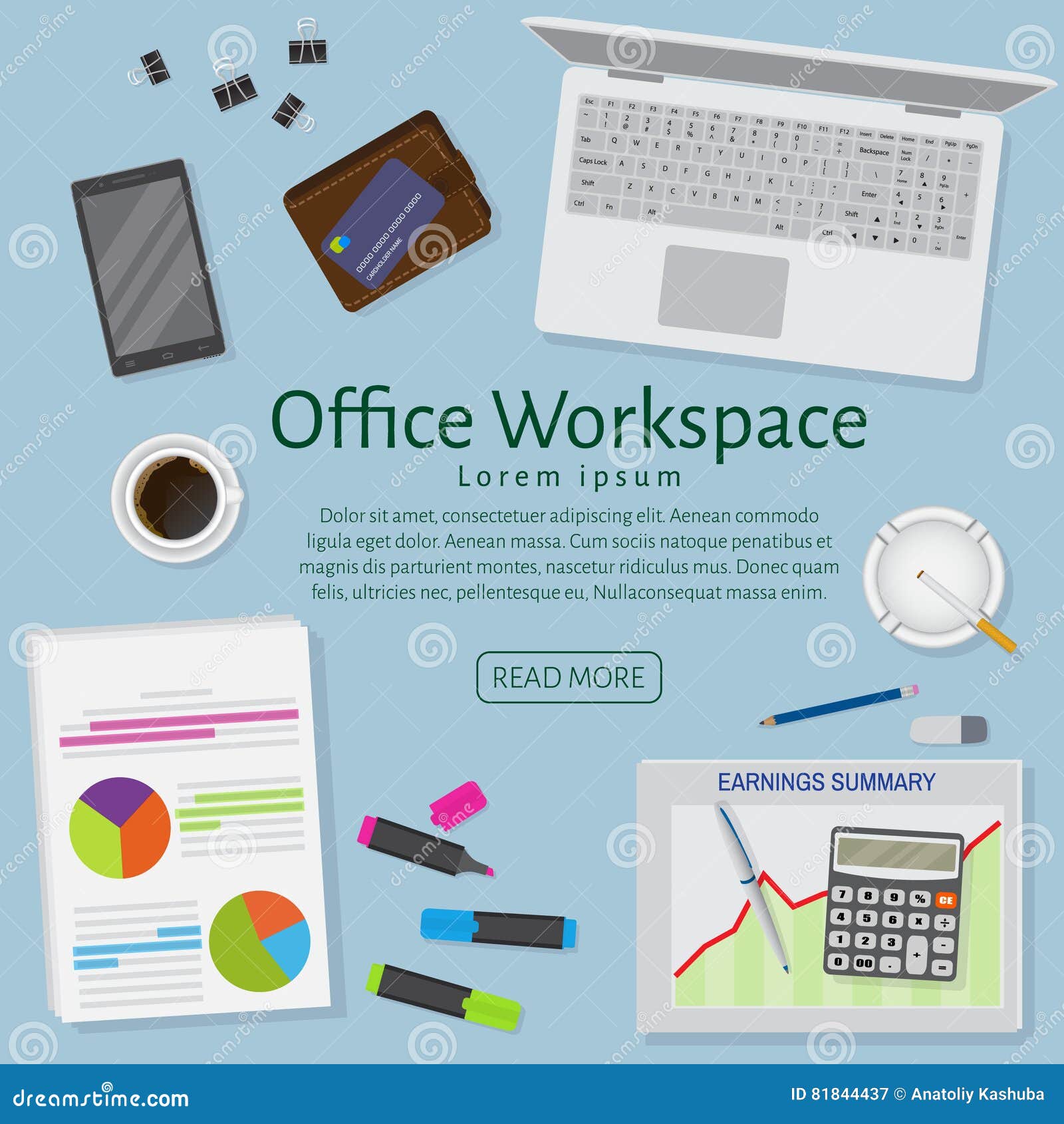 Website Banner of a Business Design Concept. Top View Office Work Table ...