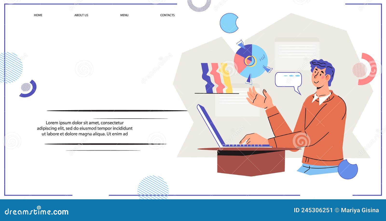 Website Banner with Businessman Organizes the Workflow,flat Vector ...