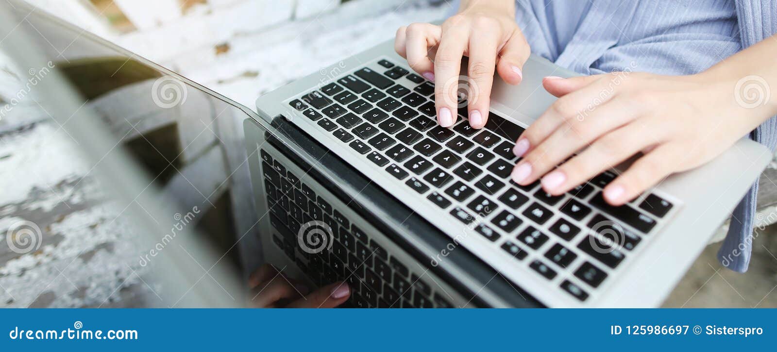 Website Banner of Closeup Female Hands Typing on Laptop Keyboard. Stock ... Website Banner of Closeup Female Hands Typing on Laptop Keyboard. Stock ...