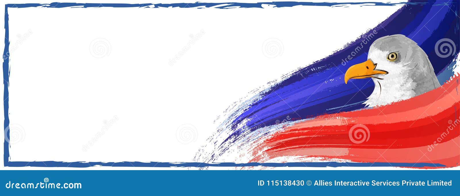 Website Banner Design with Bald Eagle on Red and Blue Wave Strokes and ...