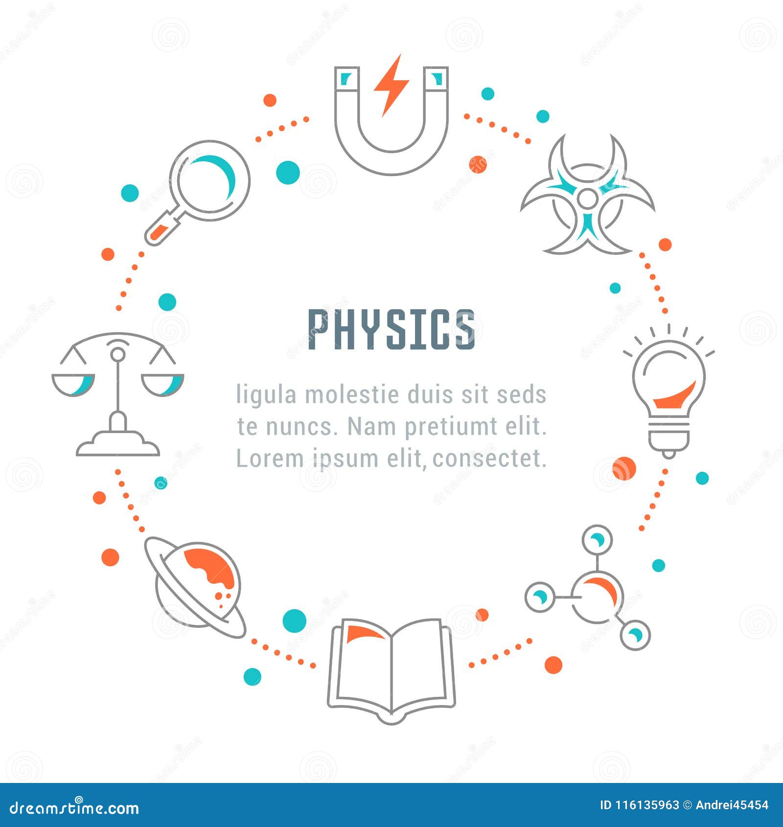 Website Banner and Landing Page of Physics. Stock Illustration ...