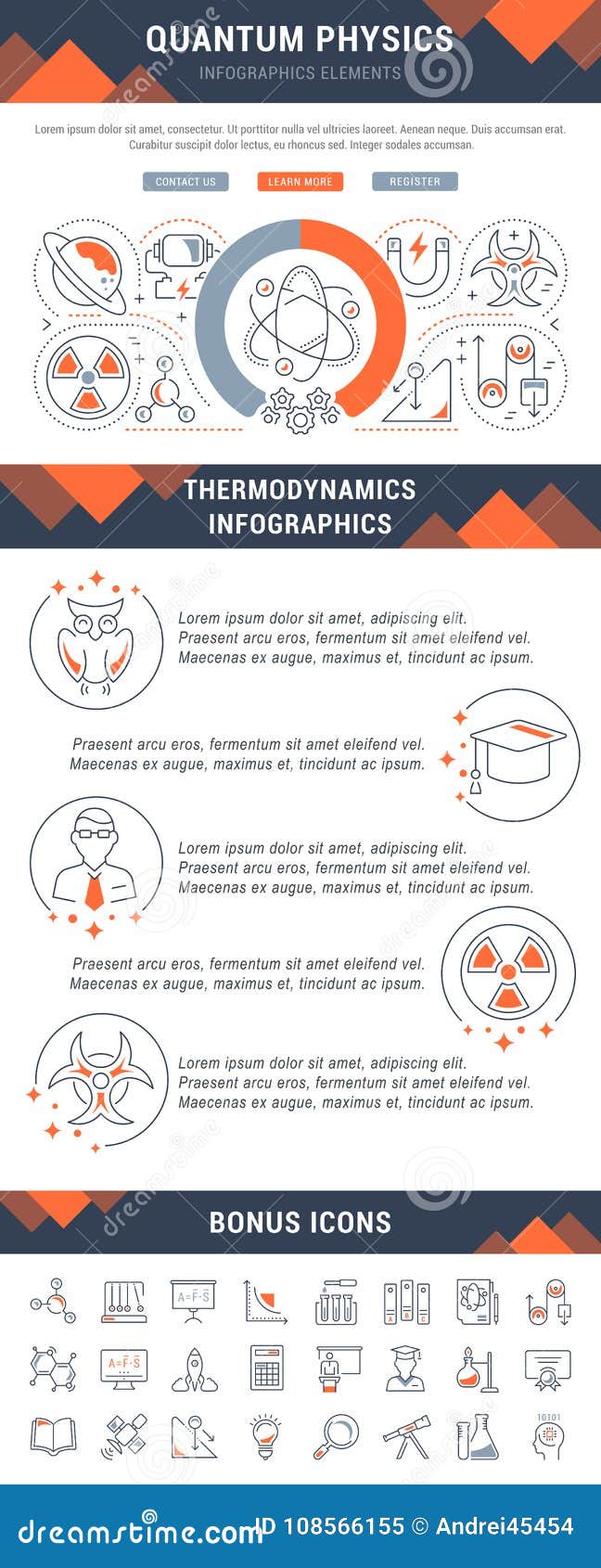 Website Banner and Landing Page of Quantum Physics. Stock Illustration ...