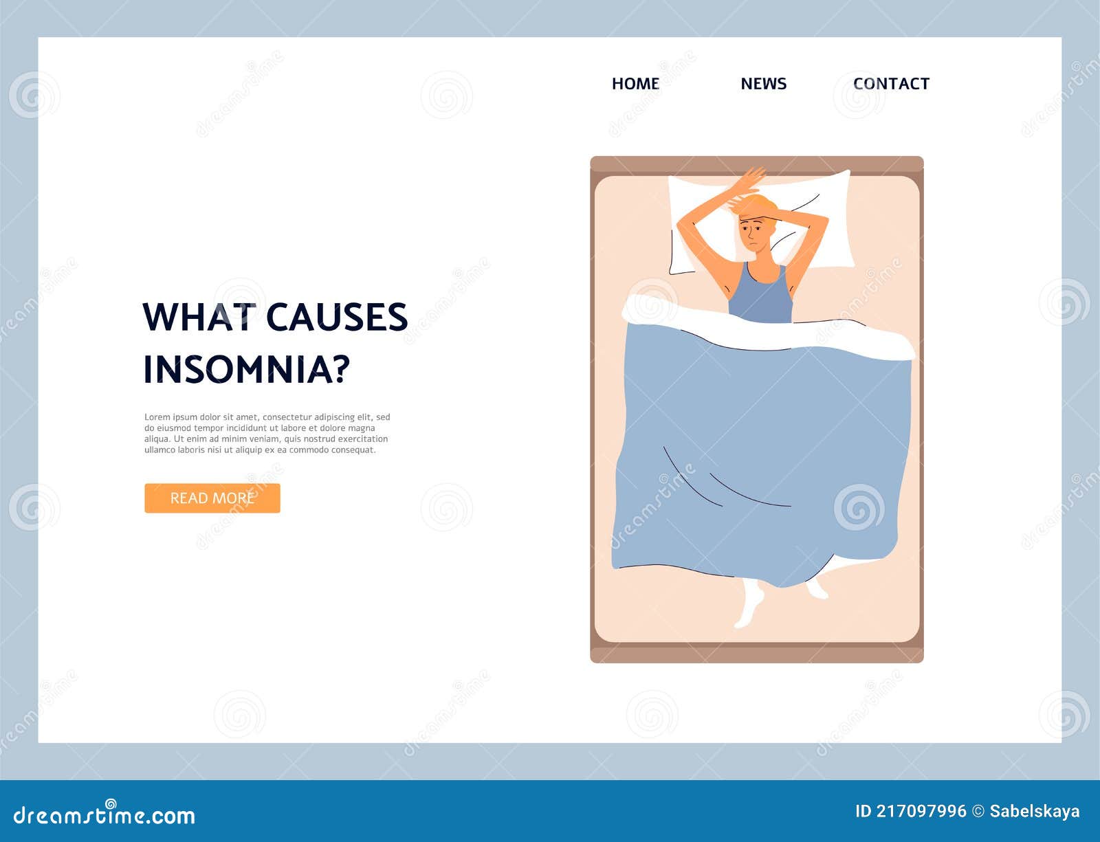 Website Banner on Prevent Insomnia and Lack of Sleep, Flat Vector ...