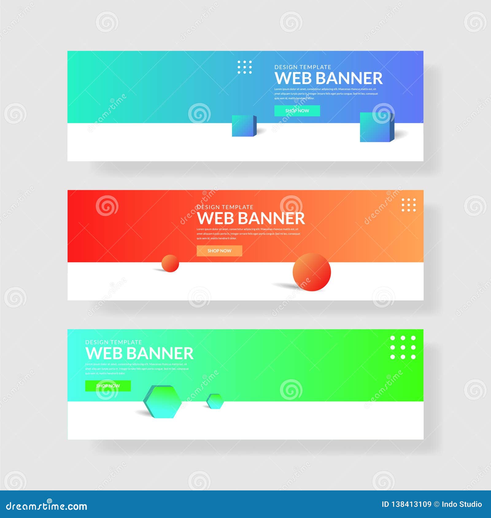 Website Banner Ui Ux. Colorful Geometric Background. Fluid Shapes with ...