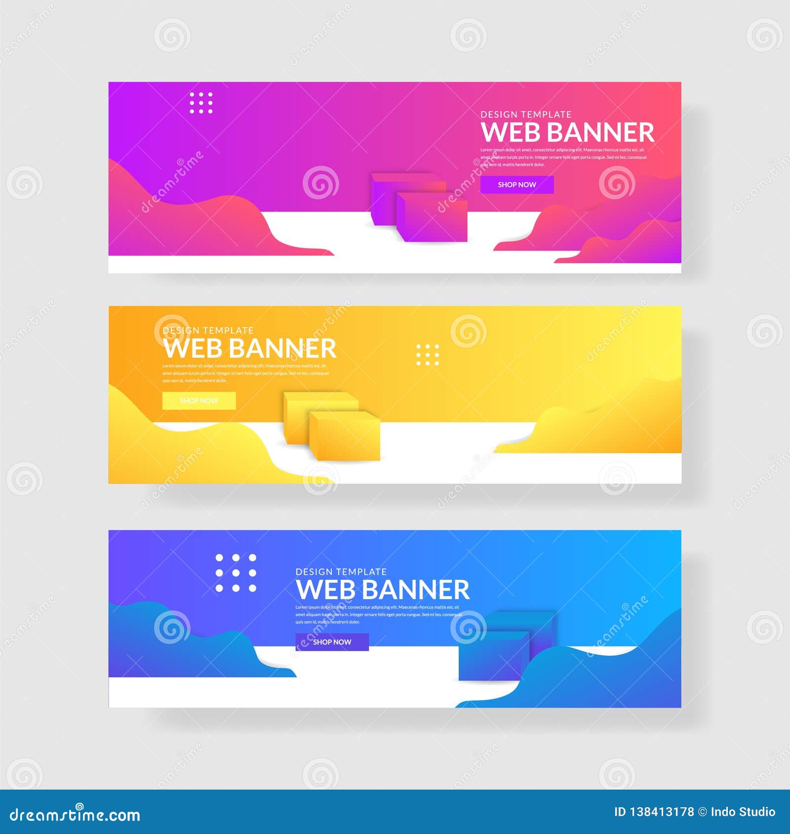 Website Banner Ui Ux. Colorful Geometric Background. Fluid Shapes with ...