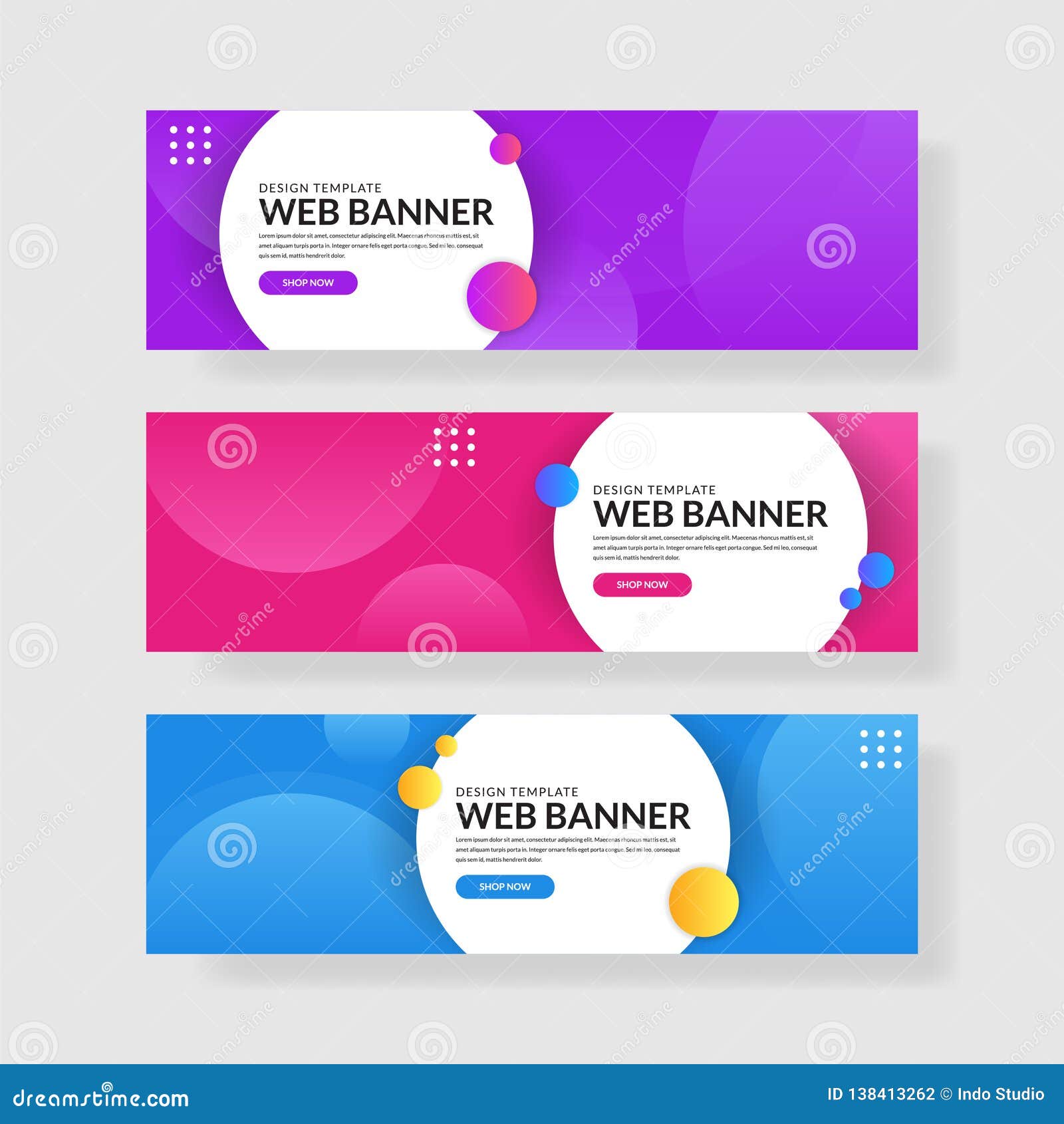 Website Banner Ui Ux. Colorful Geometric Background. Fluid Shapes with ...