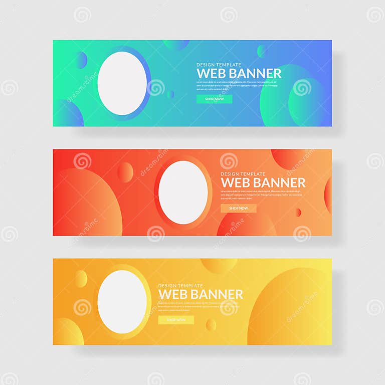 Website Banner Ui Ux. Colorful Geometric Background. Fluid Shapes with ...