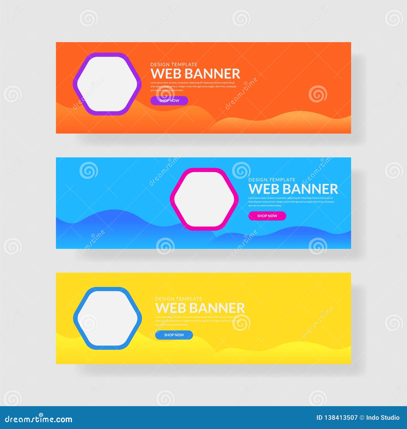 Website Banner Ui Ux. Colorful Geometric Background. Fluid Shapes with ...