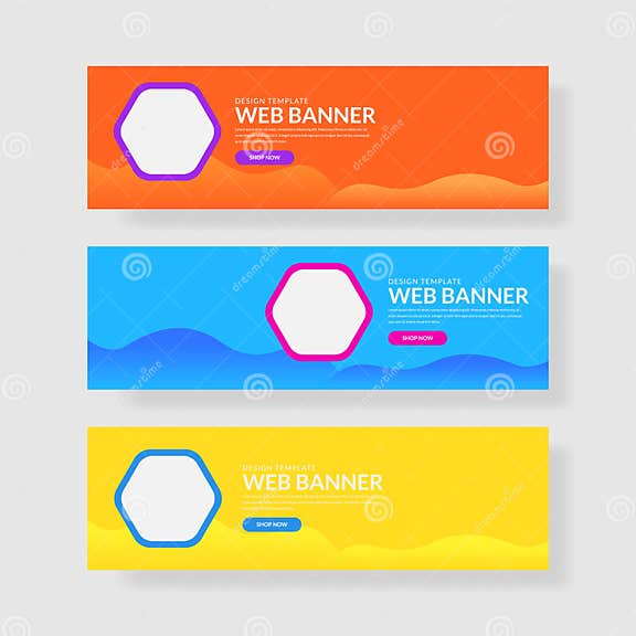 Website Banner Ui Ux. Colorful Geometric Background. Fluid Shapes with ...