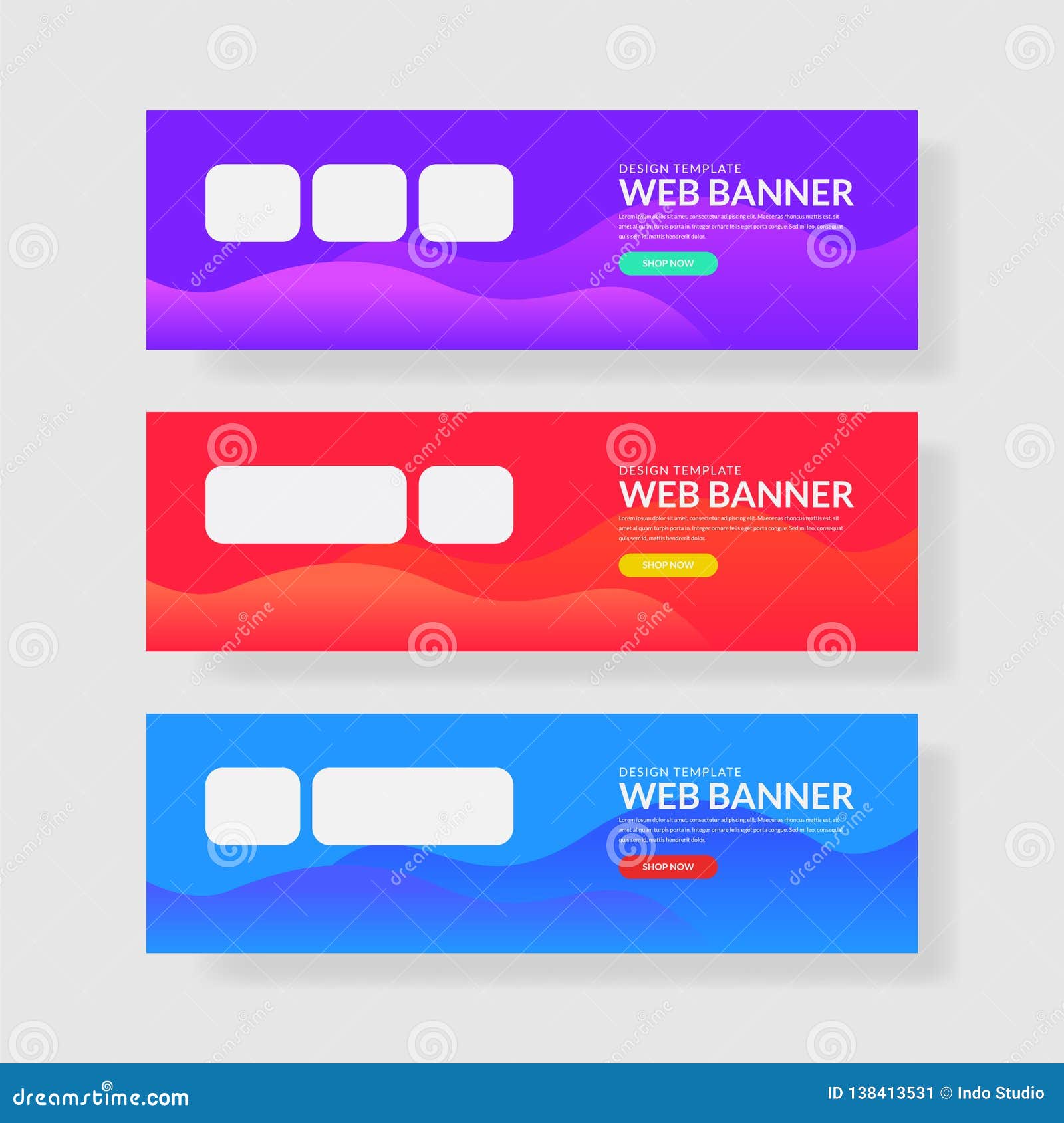 Website Banner Ui Ux. Colorful Geometric Background. Fluid Shapes with ...