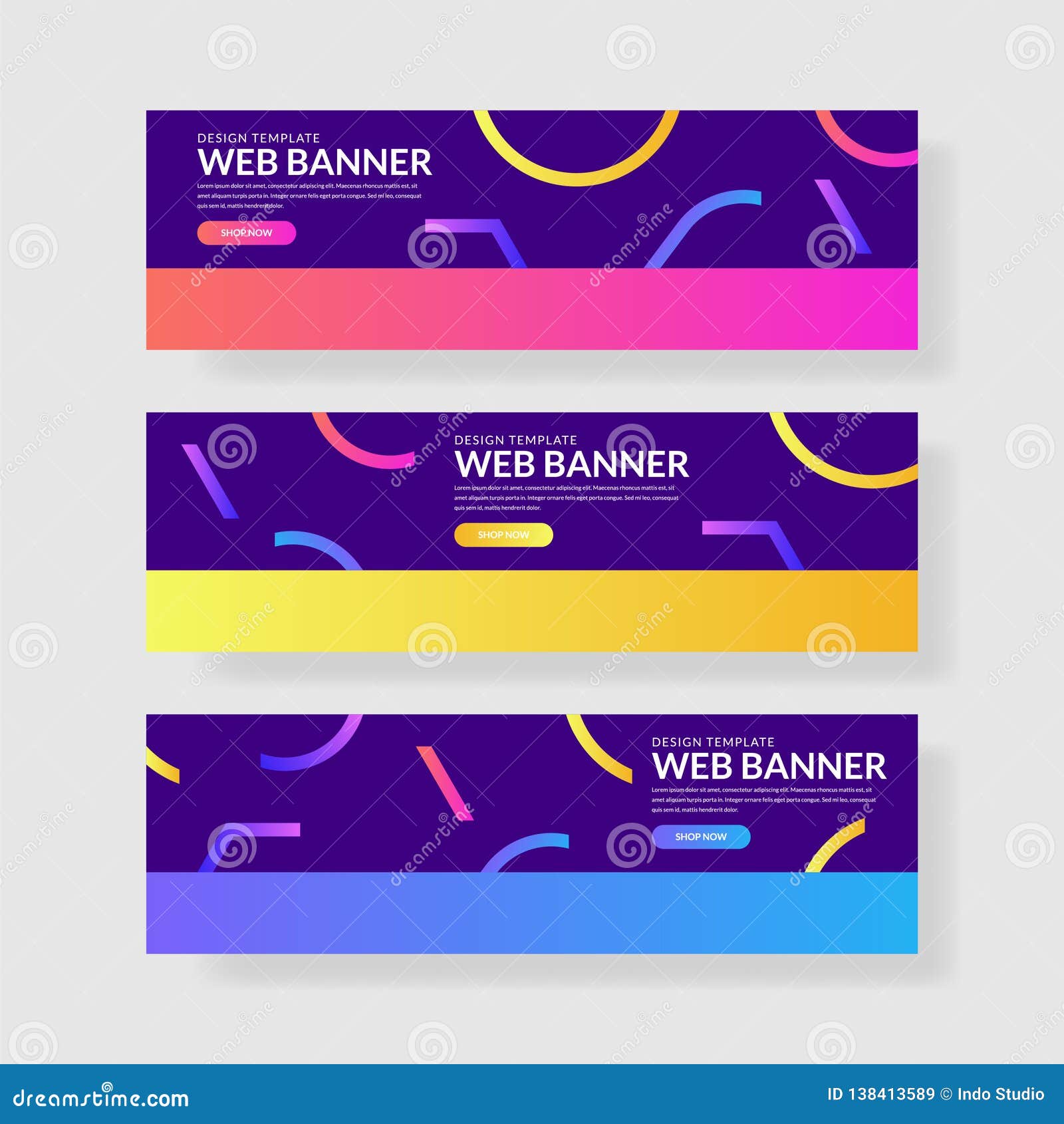 Website Banner Ui Ux. Colorful Geometric Background. Fluid Shapes with ...