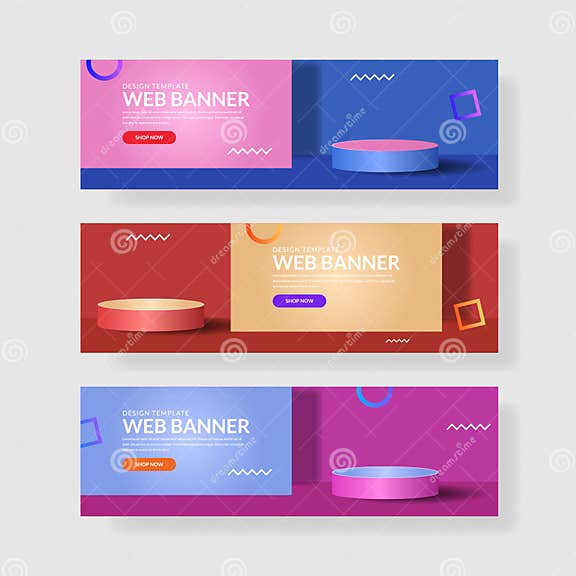 Website Banner Ui Ux. Colorful Geometric Background. Fluid Shapes with ...