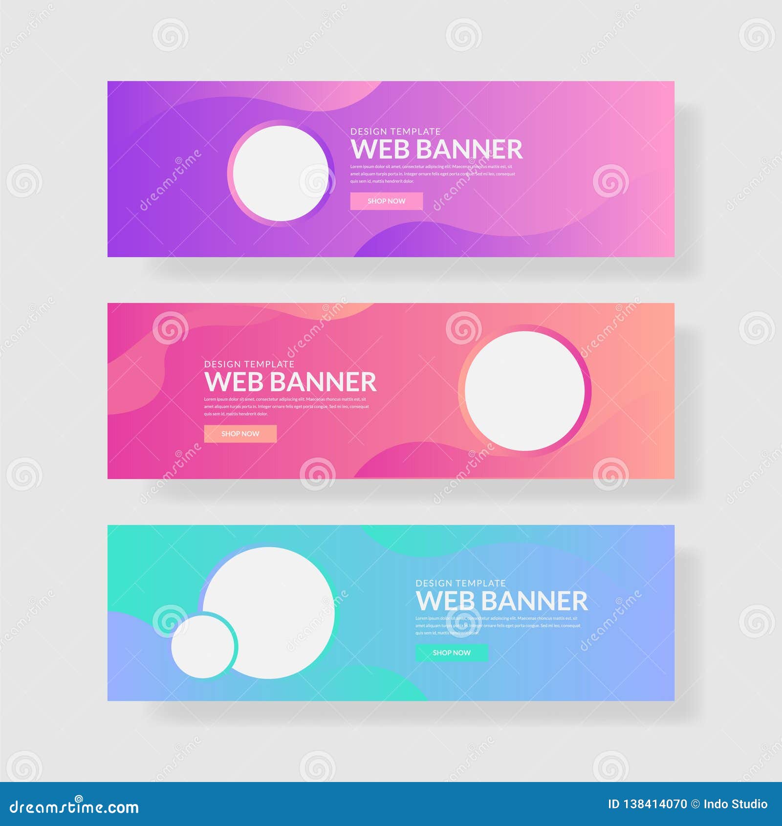 Website Banner Ui Ux. Colorful Geometric Background. Fluid Shapes with ...