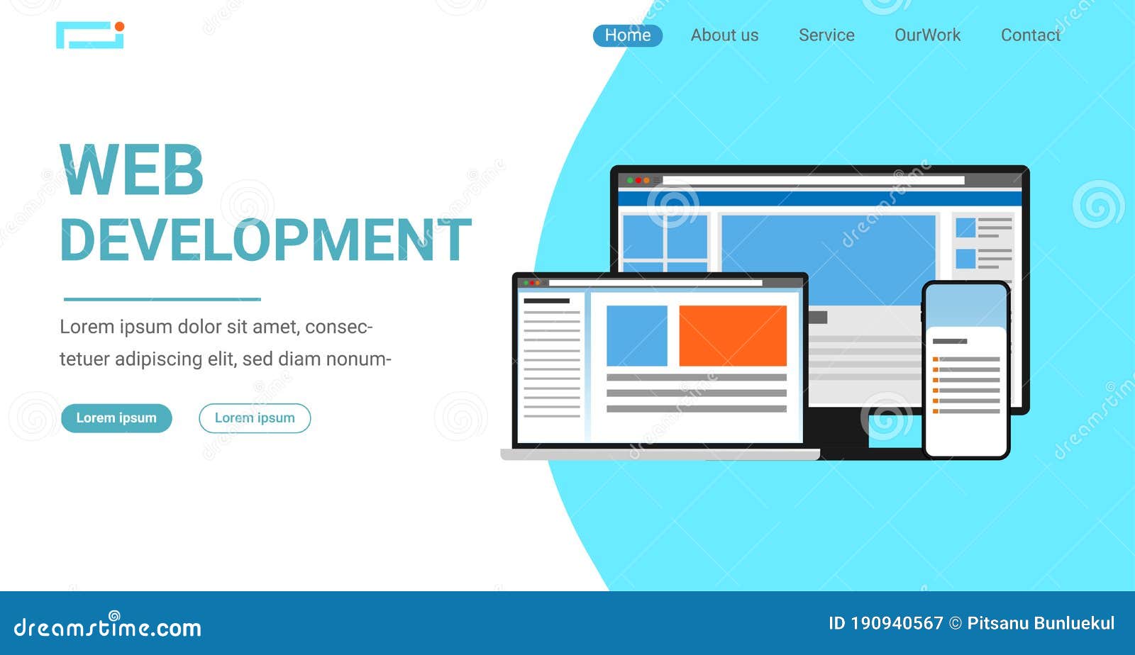 Website Banner, Web Development Concept Stock Vector - Illustration of ...