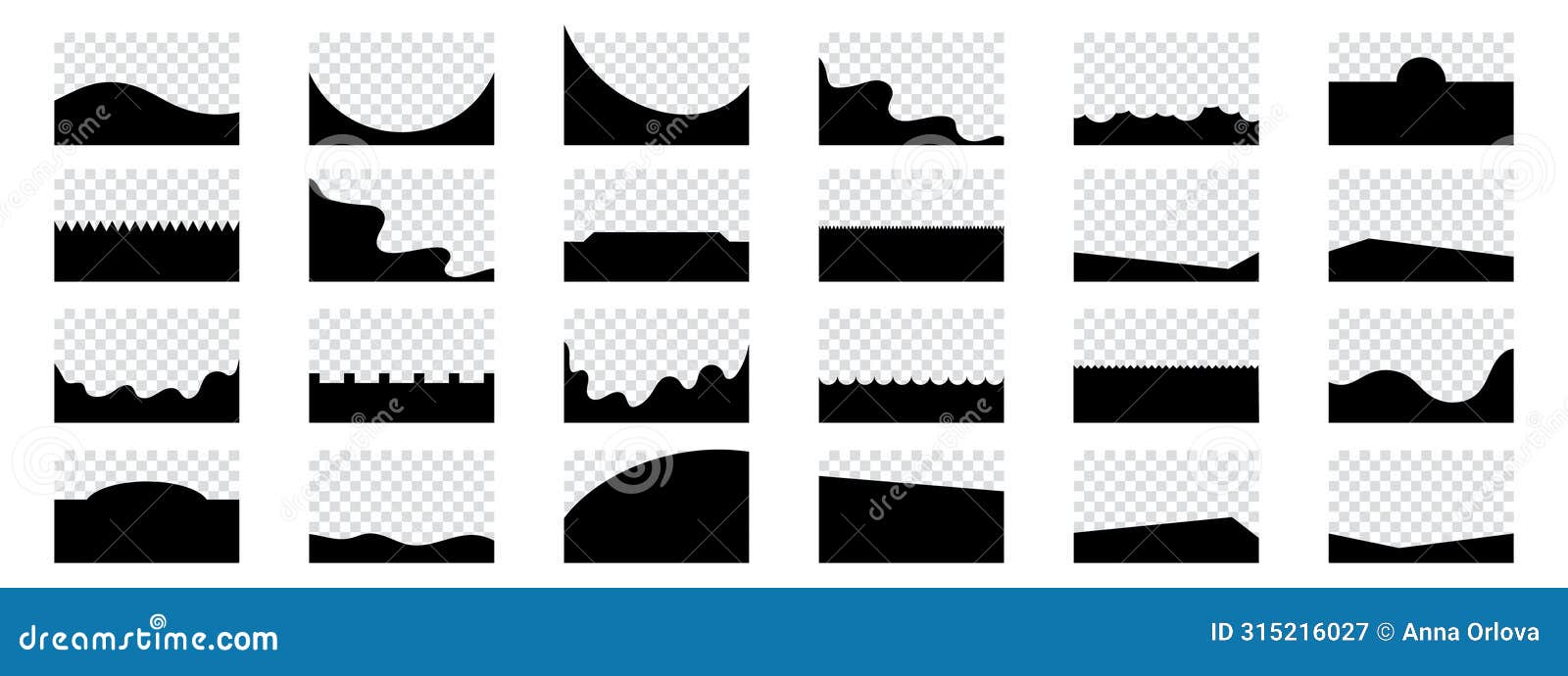 Website Bottom Border and Header Set with Drops, Waves, Organic and ...