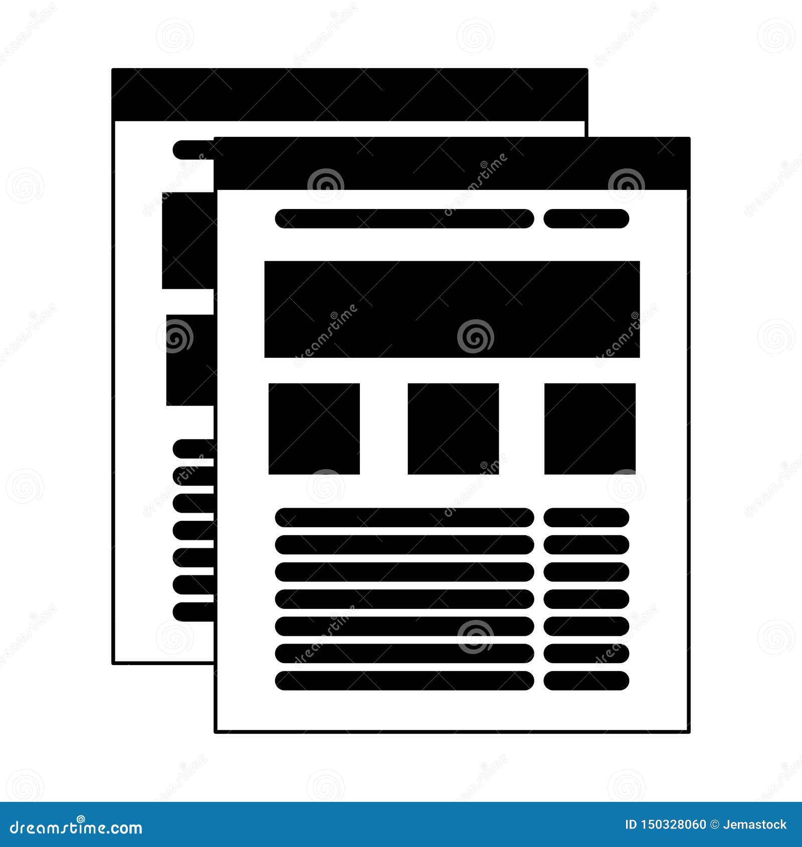 Website Browser with Information in Page Symbol in Black and White ...