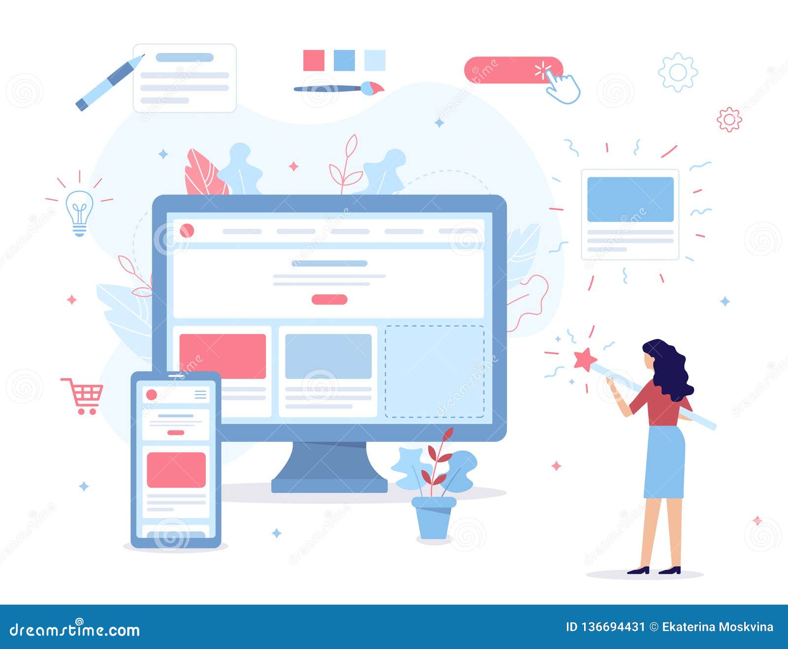 Website builder concept stock vector. Illustration of build - 136694431