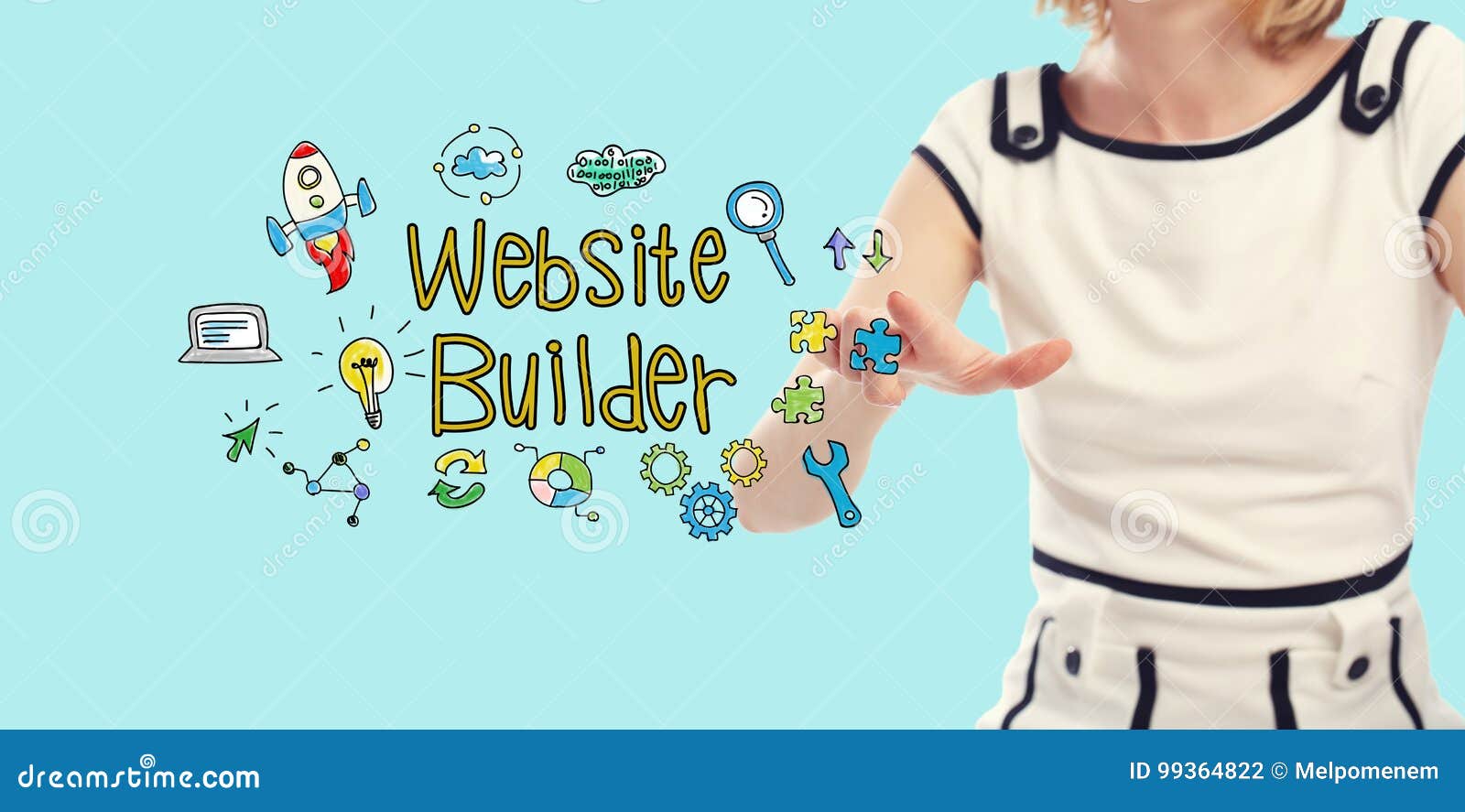 Website Builder Text With Young Woman Stock Photo - Image of pointing ...