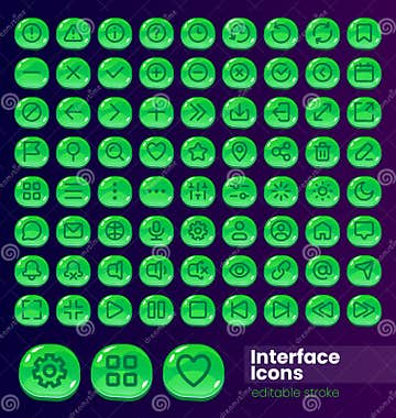 Website Building Glossy Ui Button with Linear Icon Big Set Stock Vector - Illustration of shiny ...