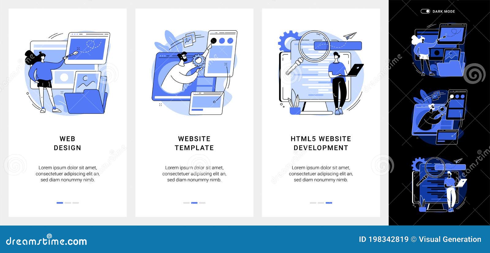 Website Building Service Mobile App UI Kit. Stock Vector - Illustration ...