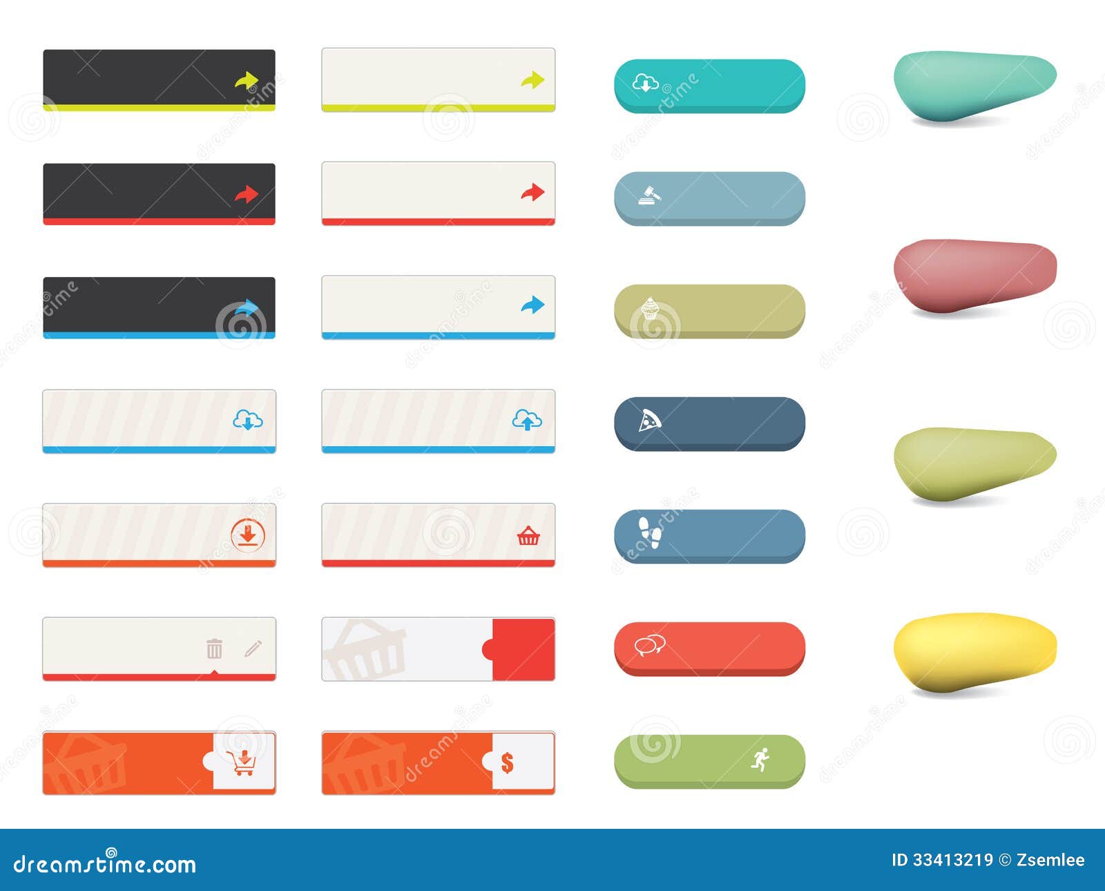 Website Button Set with Icons Stock Vector - Illustration of launch ...