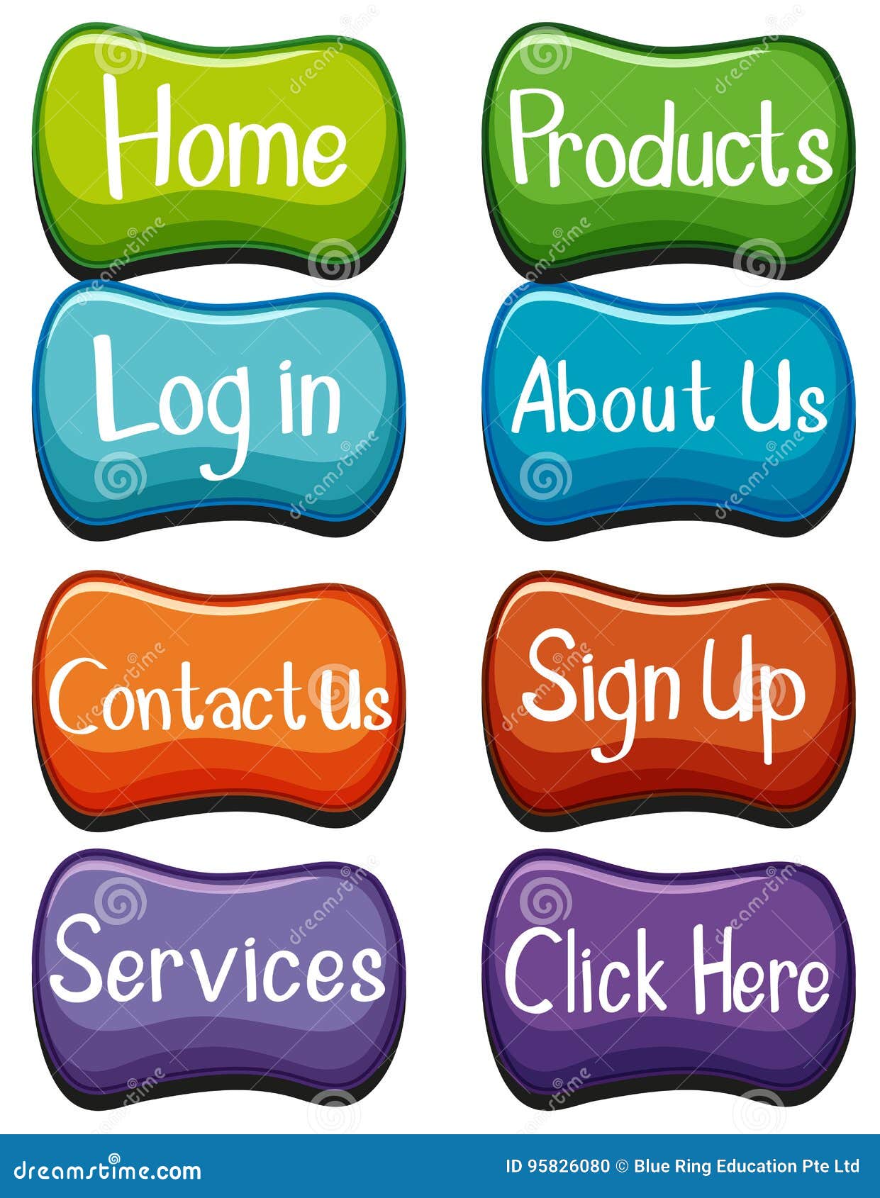 Website Buttons Design with Words Stock Vector - Illustration of ...