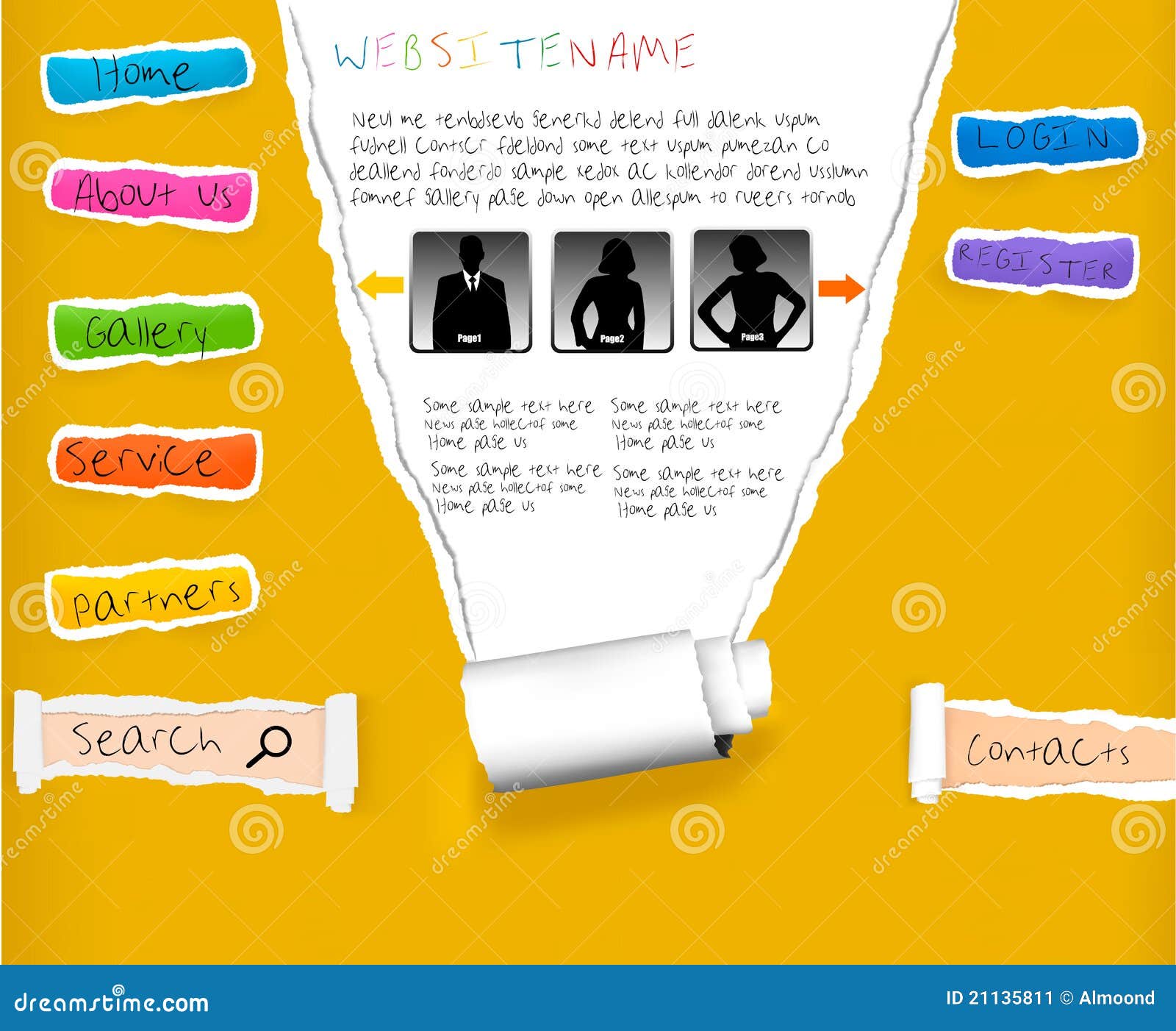 Website from Colorful Ripped Papers. Stock Vector - Illustration of ...
