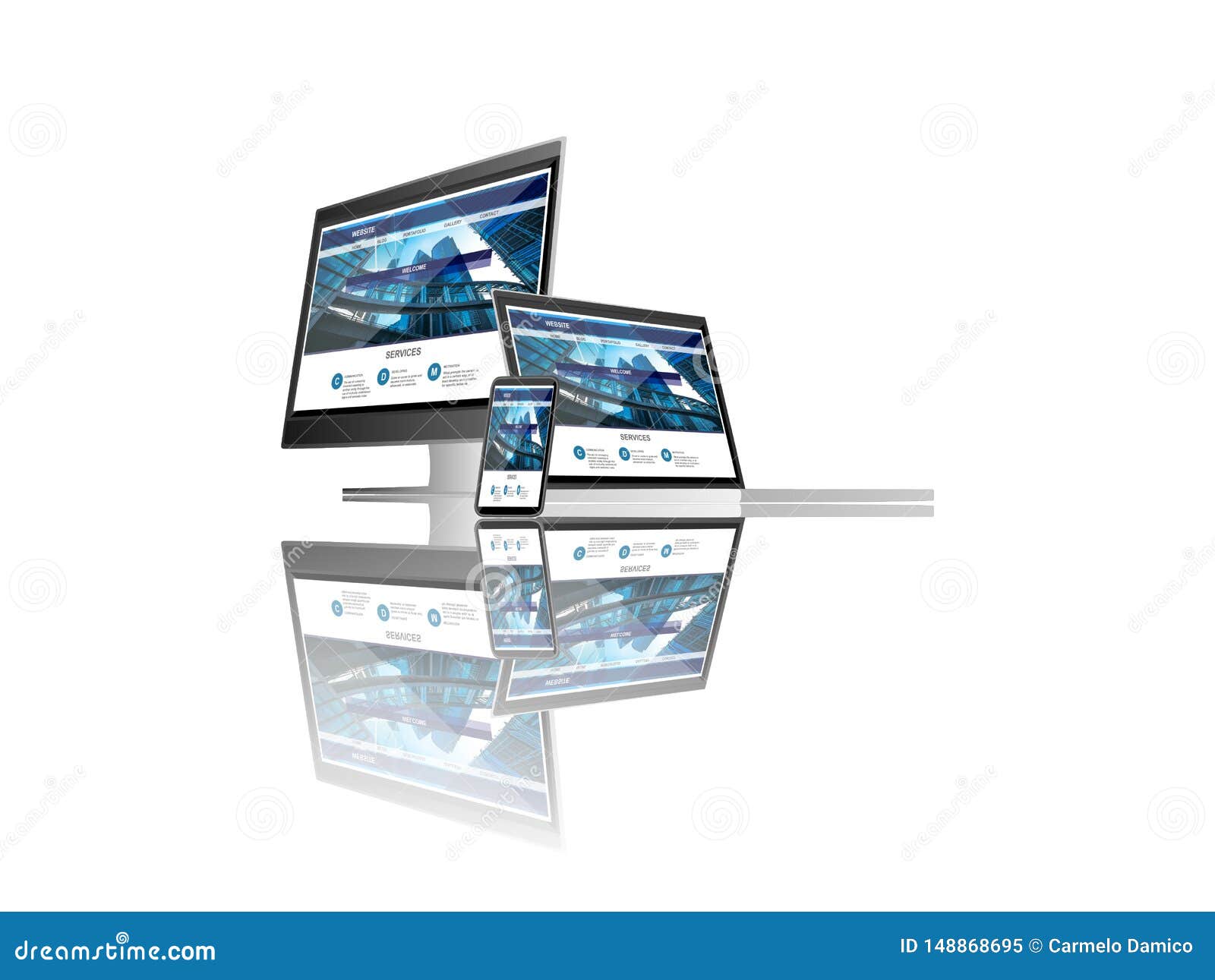 Website on Computer Laptop Tablet Stock Illustration - Illustration of ...