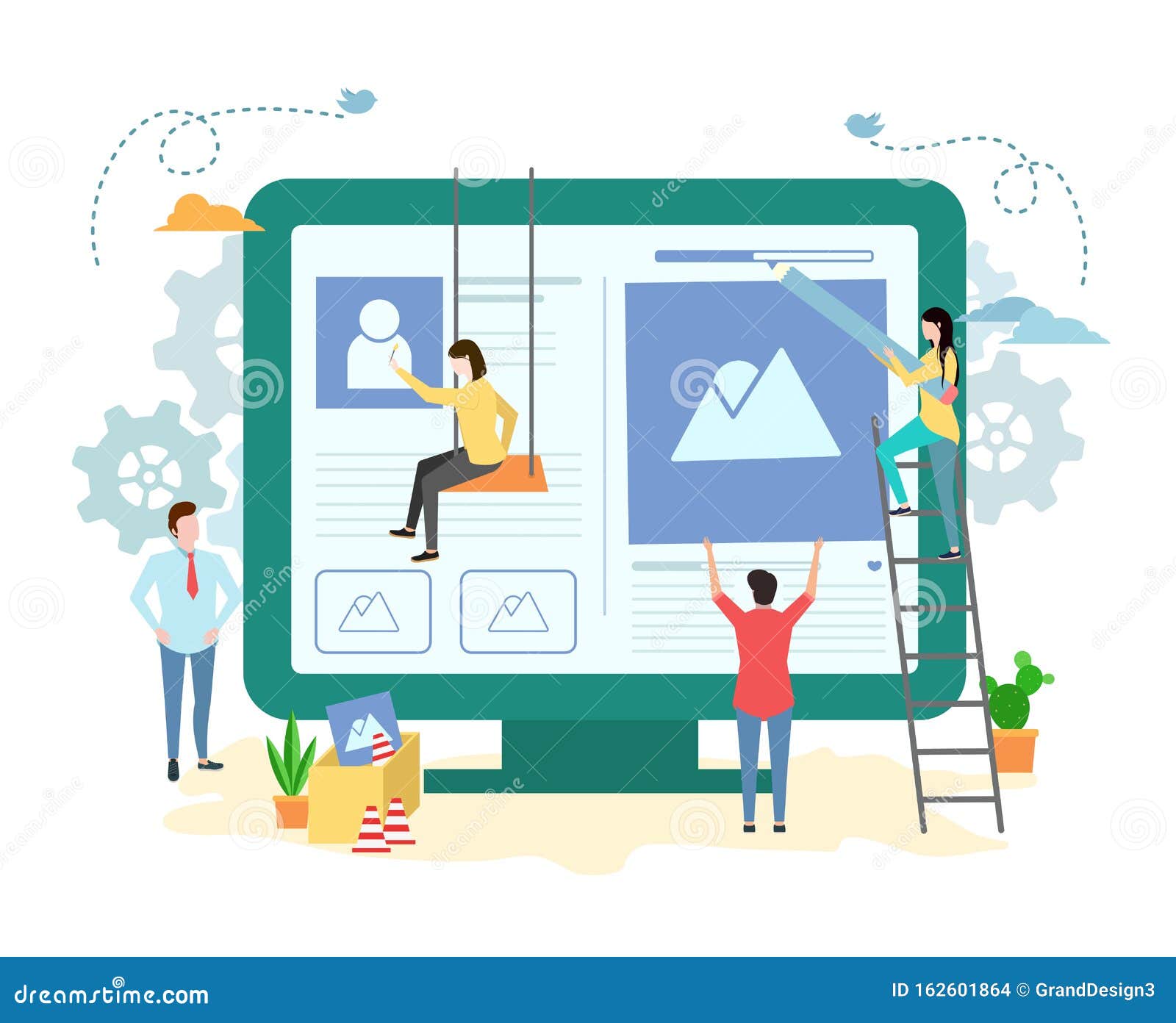 Website Construction, Web Design Concept Illustration in Flat Style ...