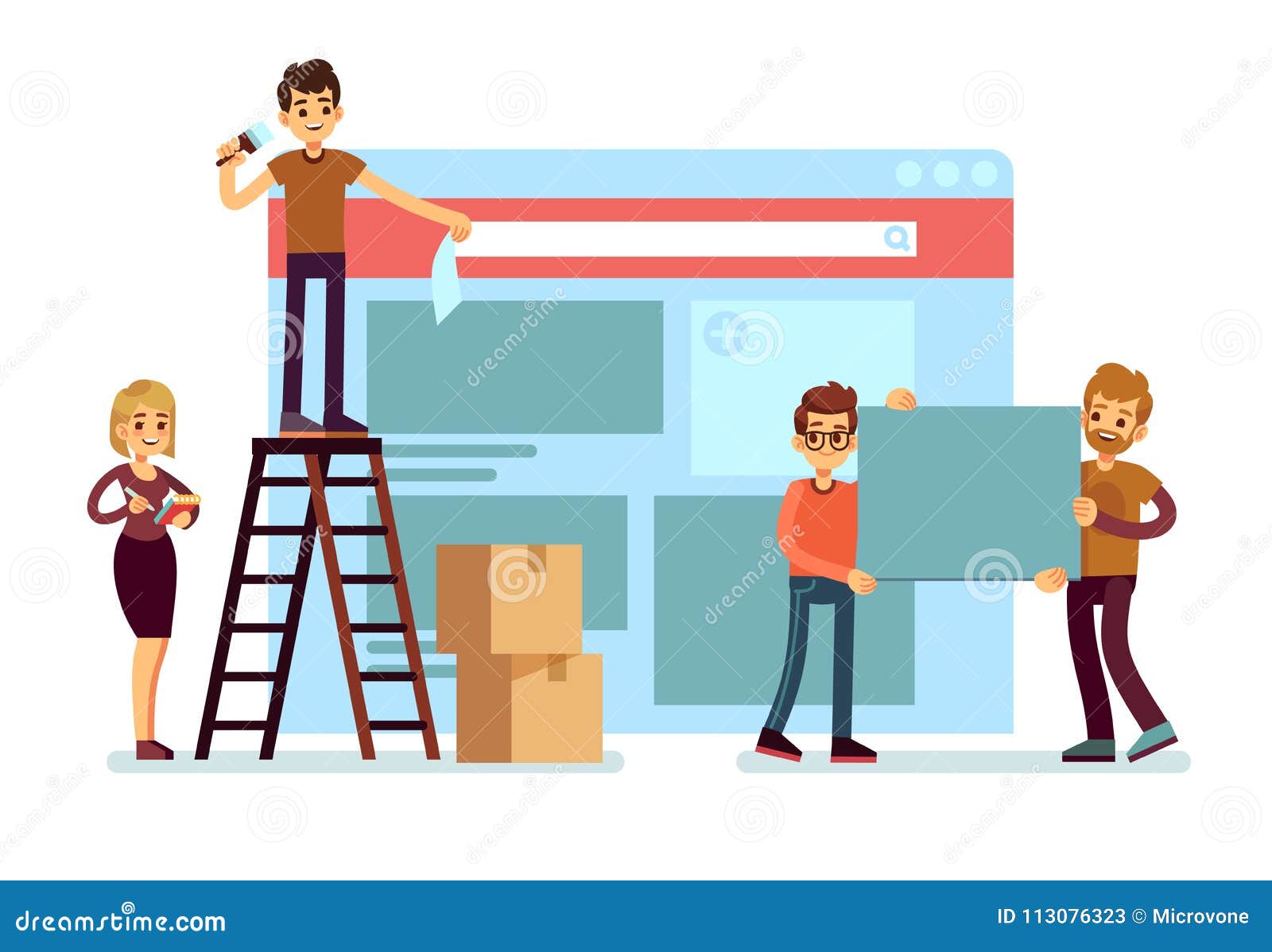 Website Construction and Webdesign Ui Building with People Team. Web ...