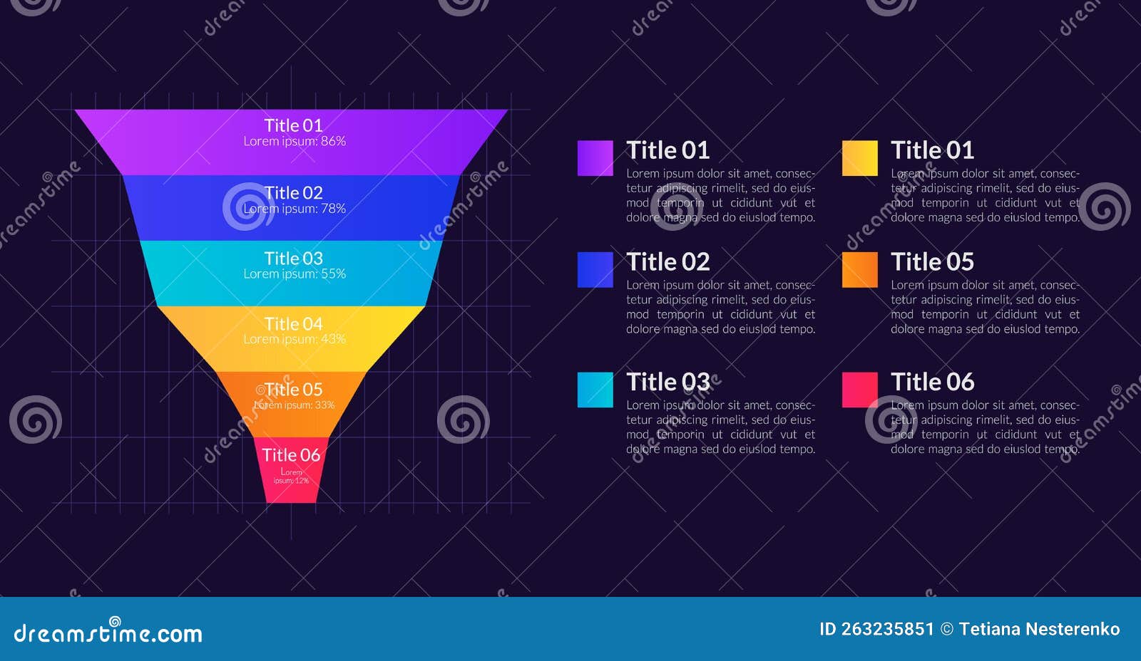 Website Conversion Infographic Funnel Chart Design Template For Dark ... Website Conversion Infographic Funnel Chart Design Template For Dark ...