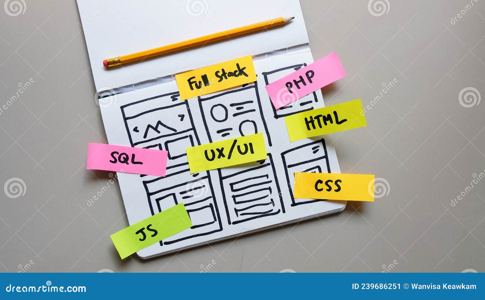Colourful Sticky Notes with Brainstorm Strategy Workshop Business ...
