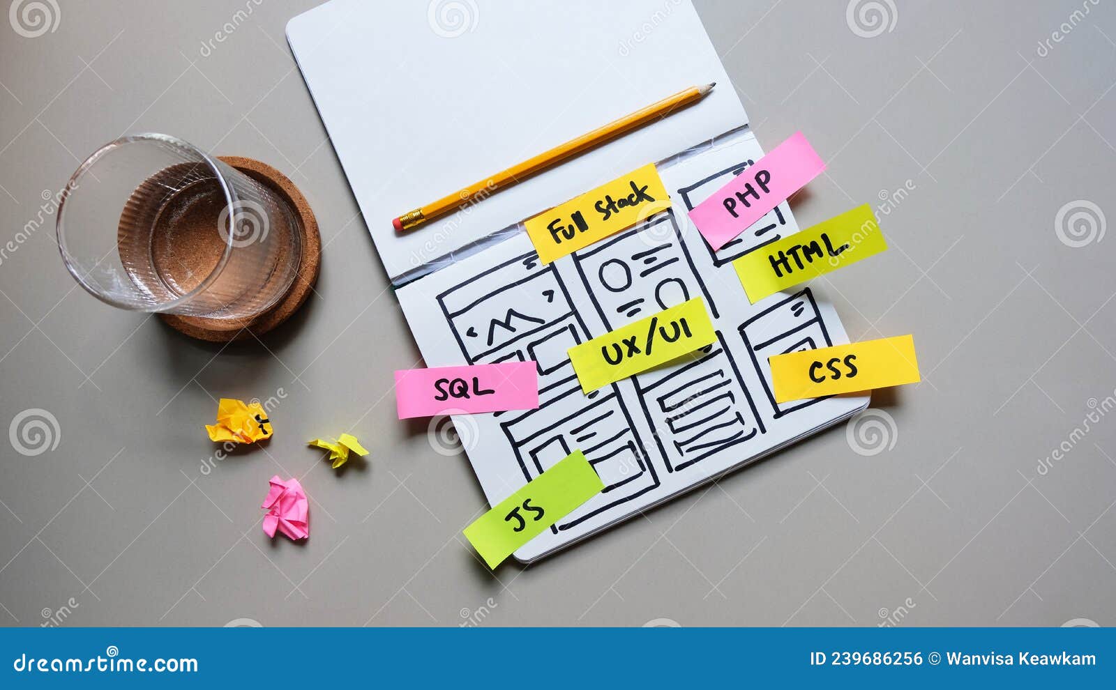 Colourful Sticky Notes with Brainstorm Strategy Workshop Business ...