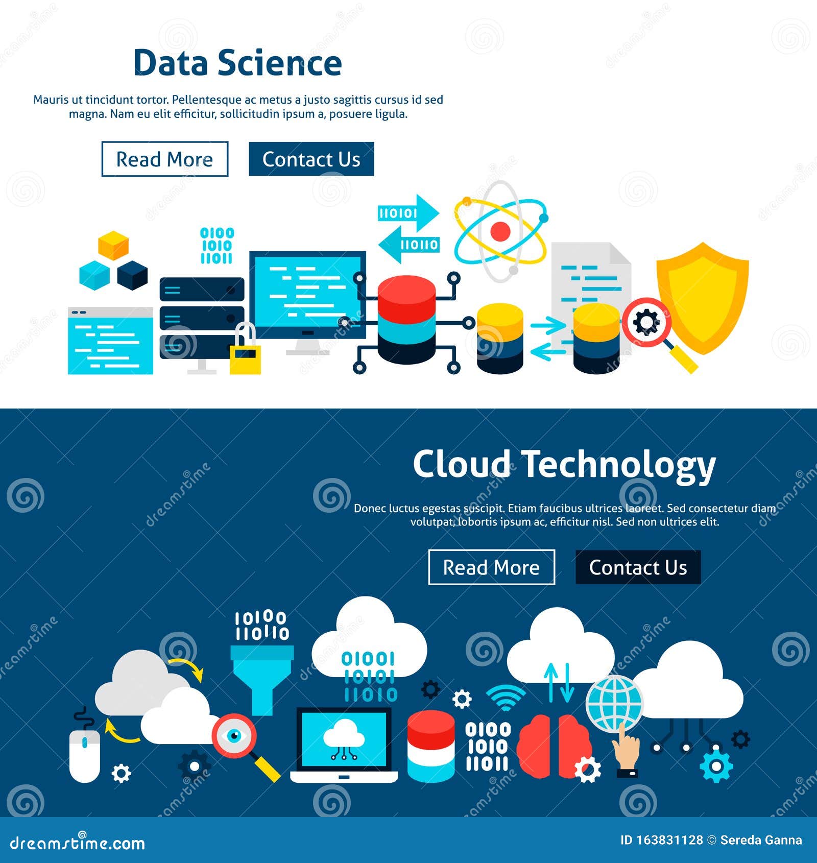 Website Data Science Banners Stock Vector - Illustration of business ...