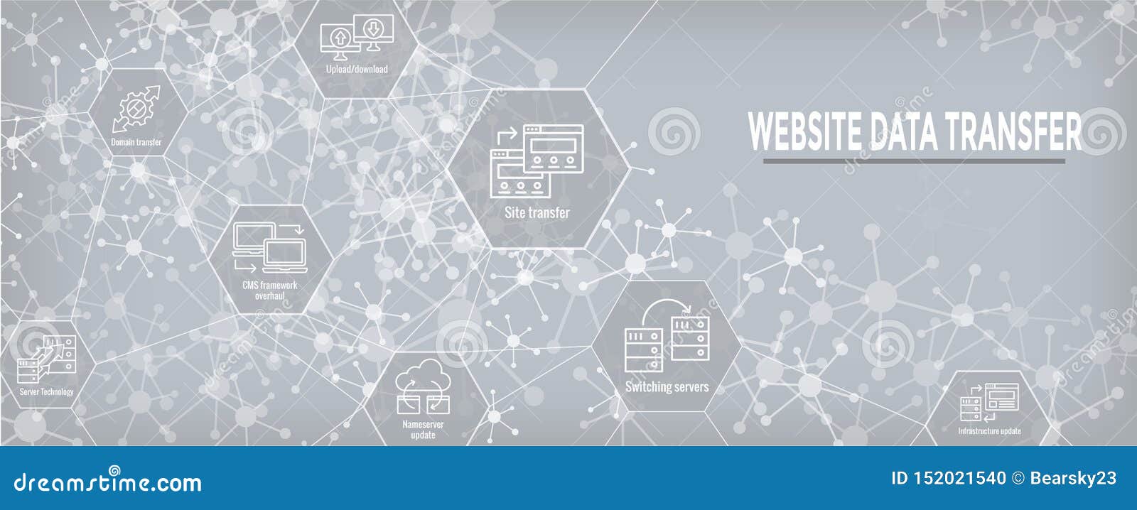 Website Data Transfer Icon Set and Web Header Banner Stock Vector ...