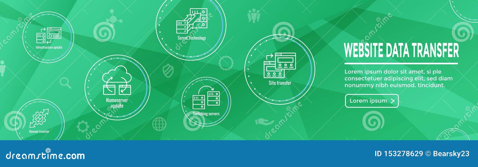 Website Data Transfer Icon Set and Web Header Banner Stock Vector ...