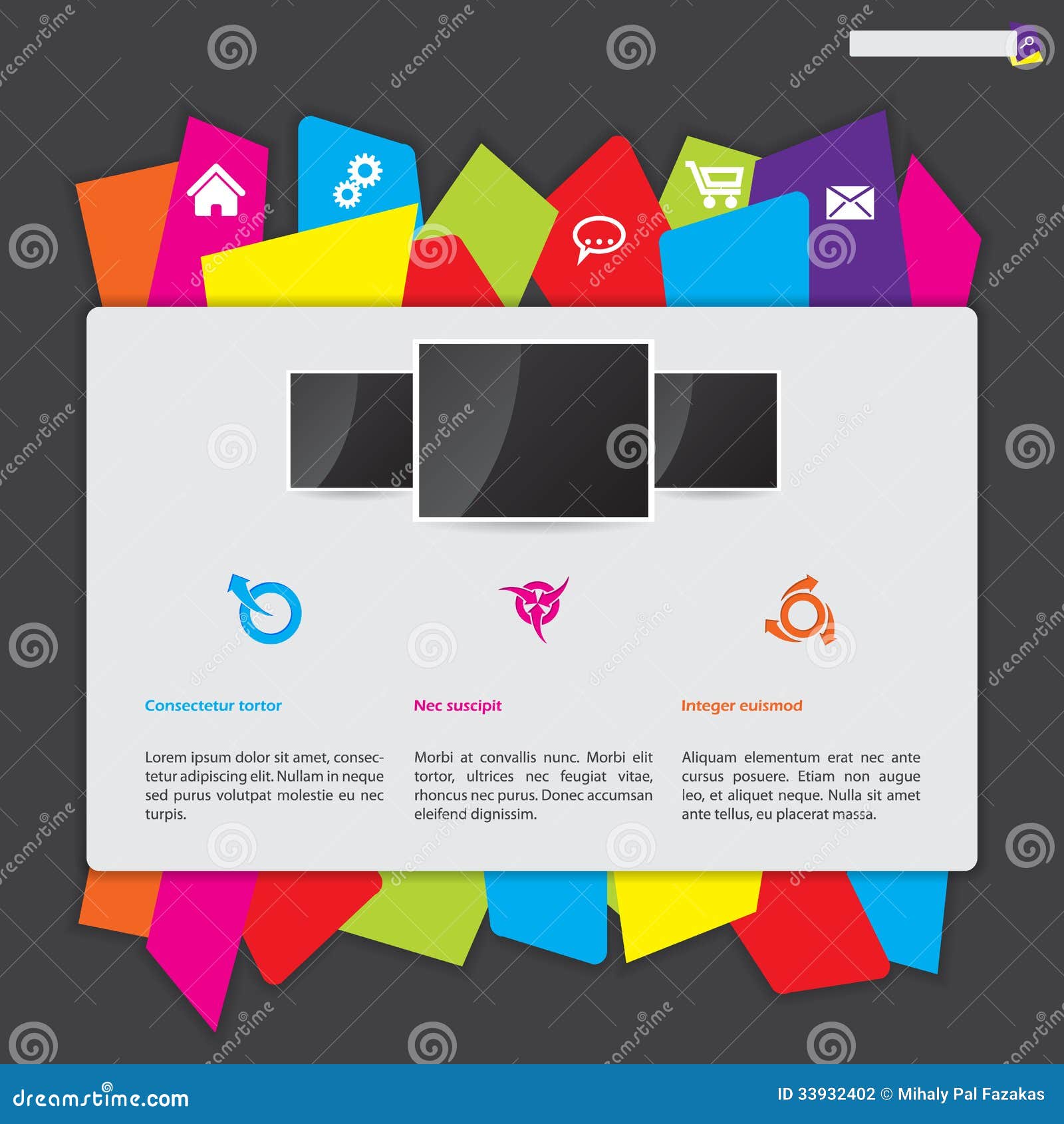 Website Design with Color Paper Label Button Bar Stock Vector ...