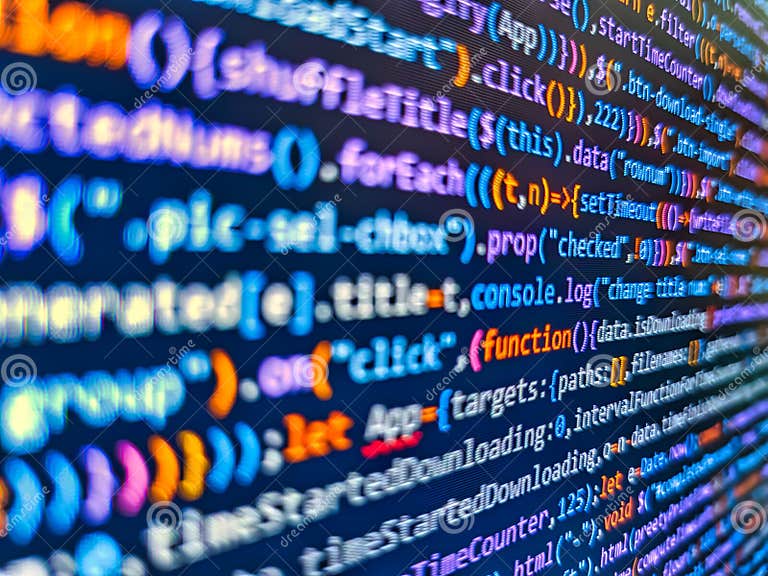 Website Design. Computer Programming Source Code. Front-end Applications in the Color Concept ...