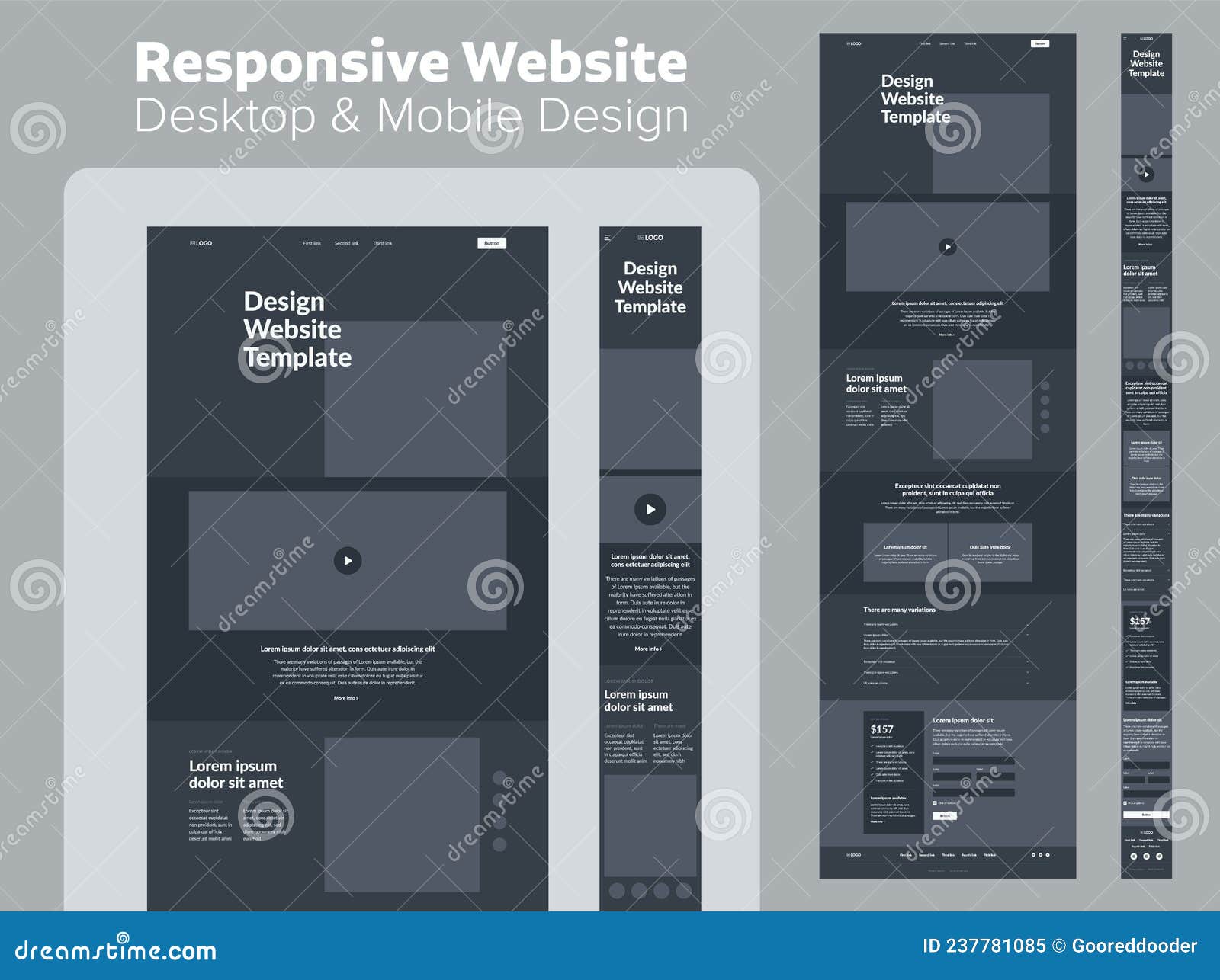 Website Design. Desktop and Mobile Wireframe. Stock Vector ...